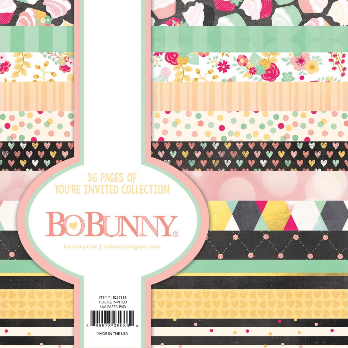 Bo-Bunny Paper Pad 6"X6" 36/Pkg-You're Invited, Pk 3, BoBunny - Walmart.com