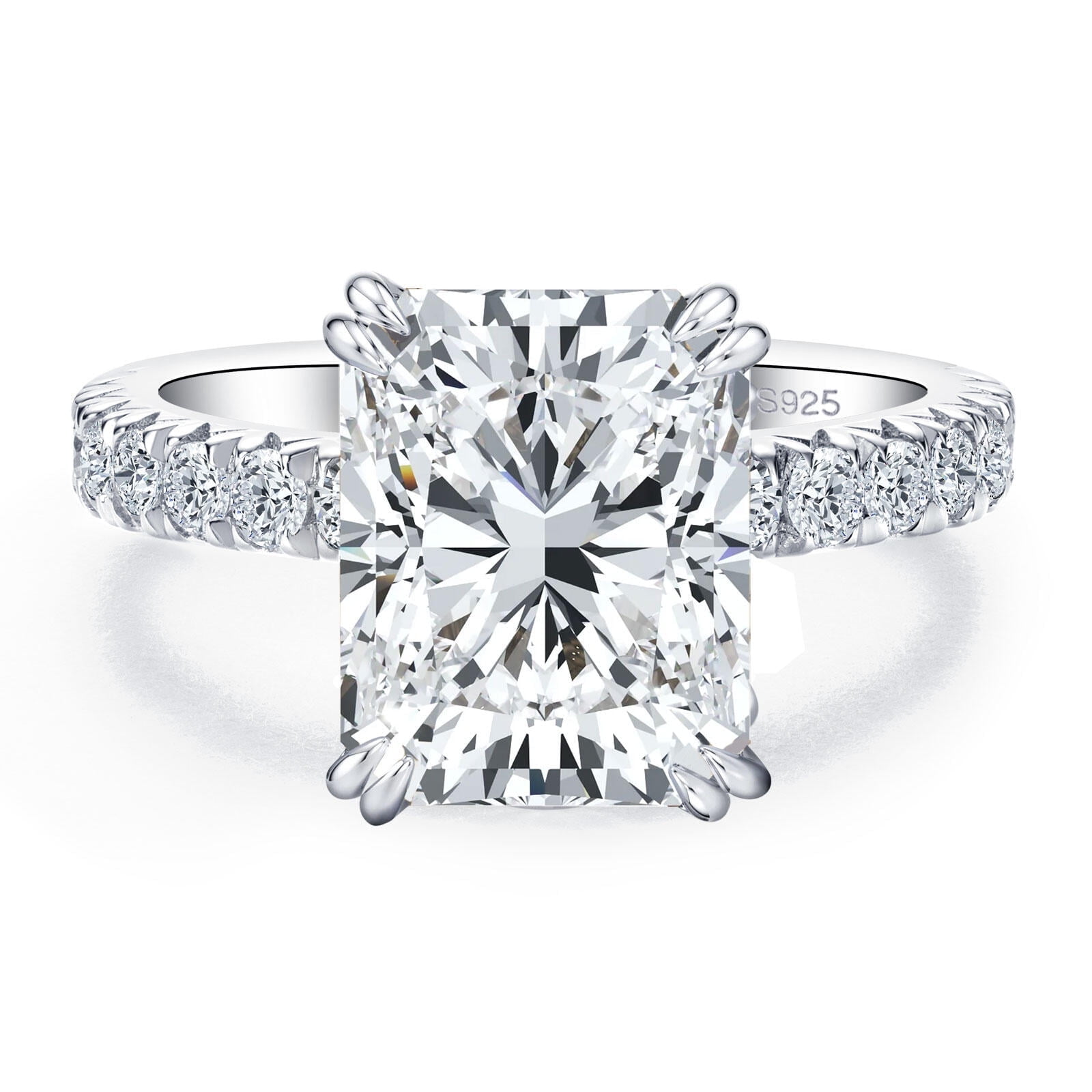 Bo.Dream 4ct Moissanite Radiant Cut Engagement Rings for Women 925 ...