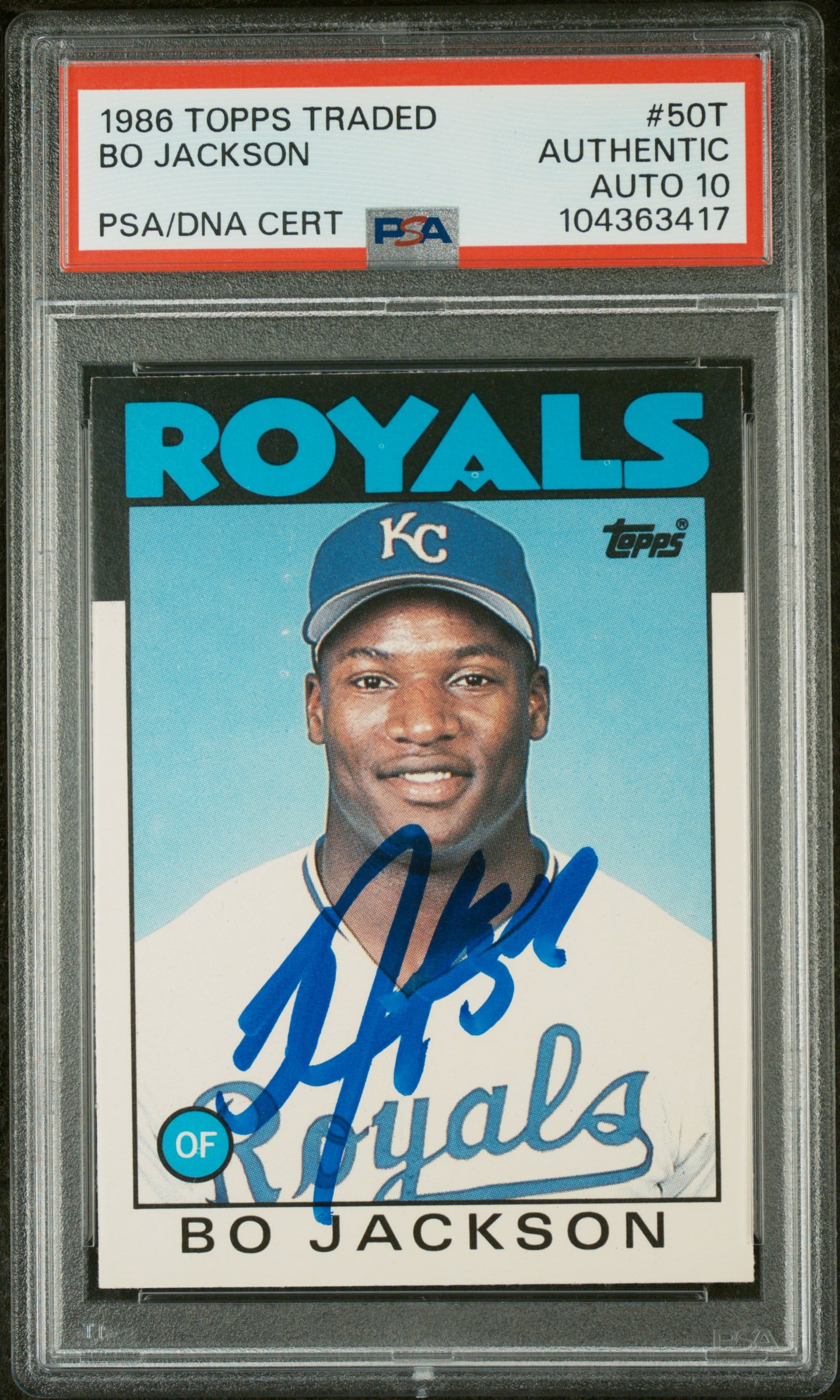 Bo Jackson 1986 Topps Traded Signed Rookie Card #50T Auto Graded PSA 10 ...