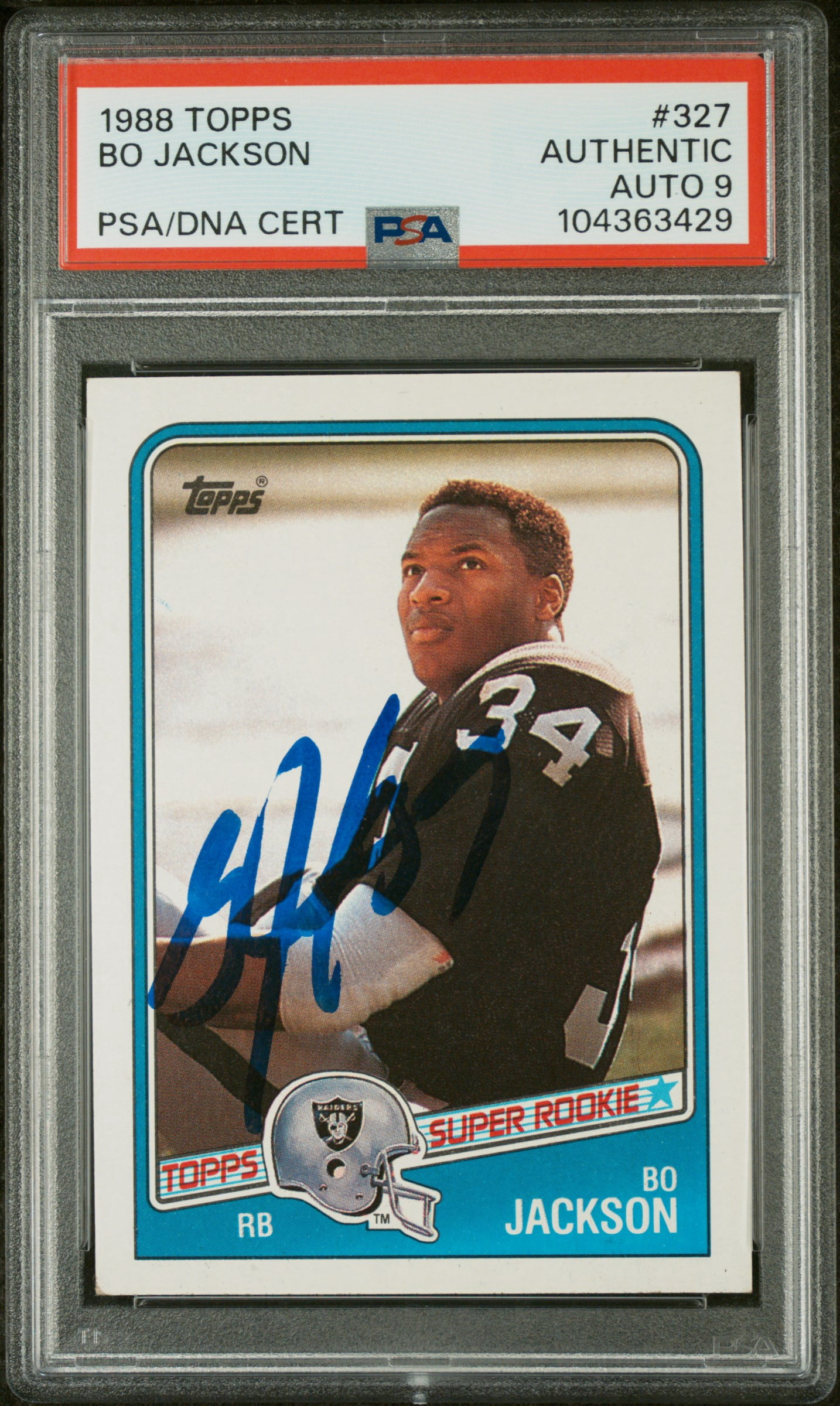Bo Jackson 1988 Topps Signed Rookie Card #327 Auto Graded PSA 9 ...