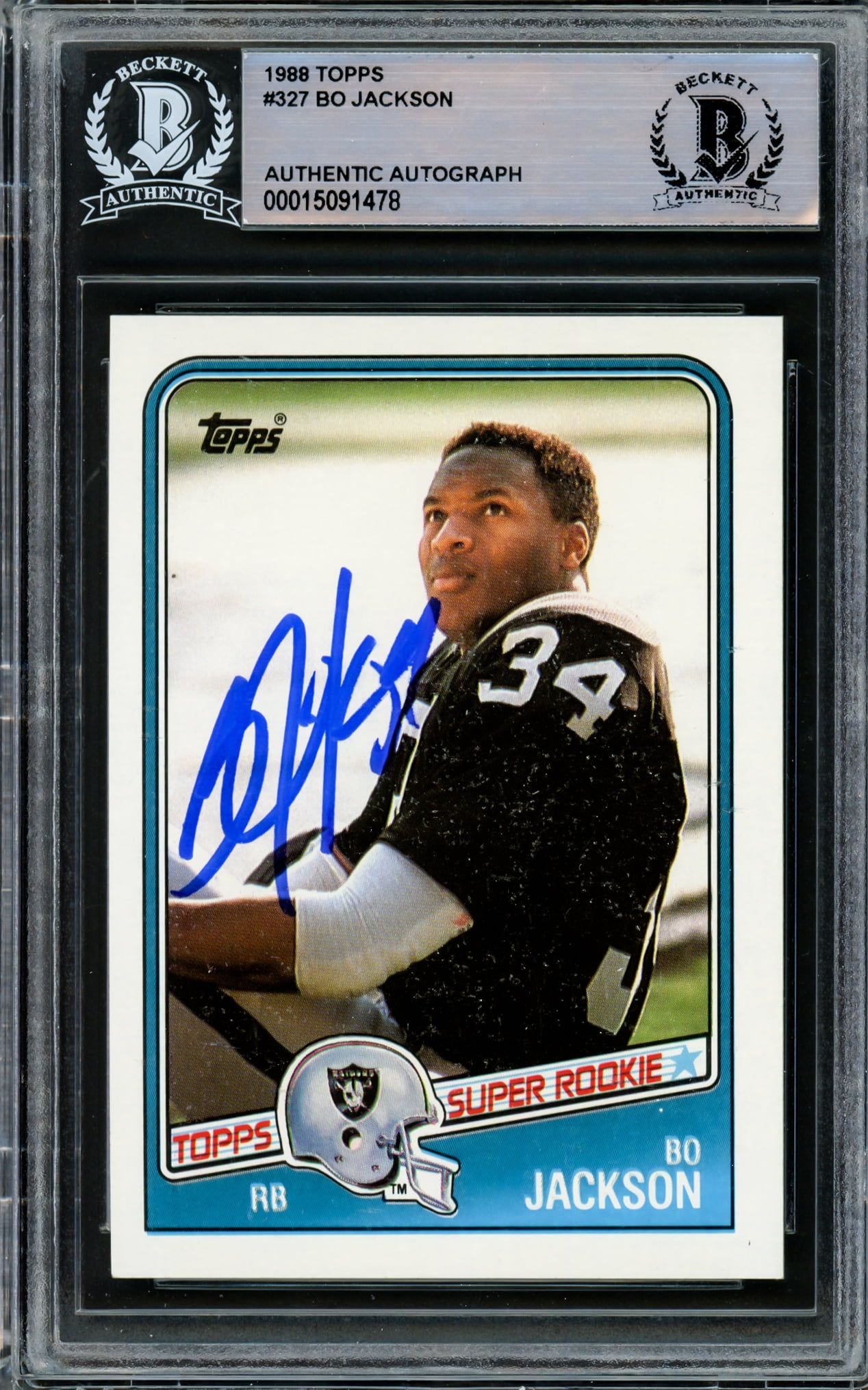 Bo Jackson Autographed 1988 Topps Rookie Card #327 Los Angeles Raiders ...