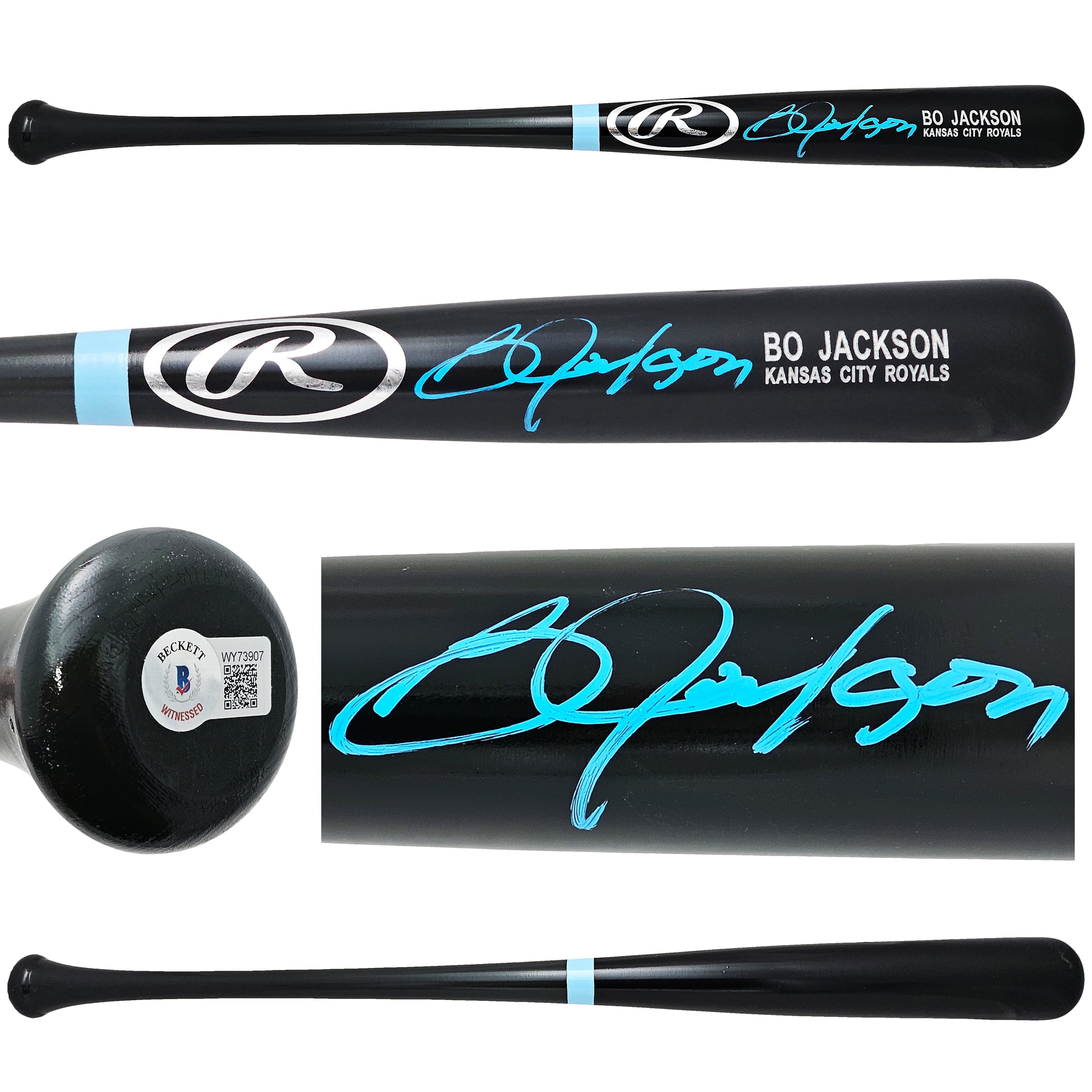 Bo Jackson Autographed Black Rawlings Player Model Bat Kansas City ...
