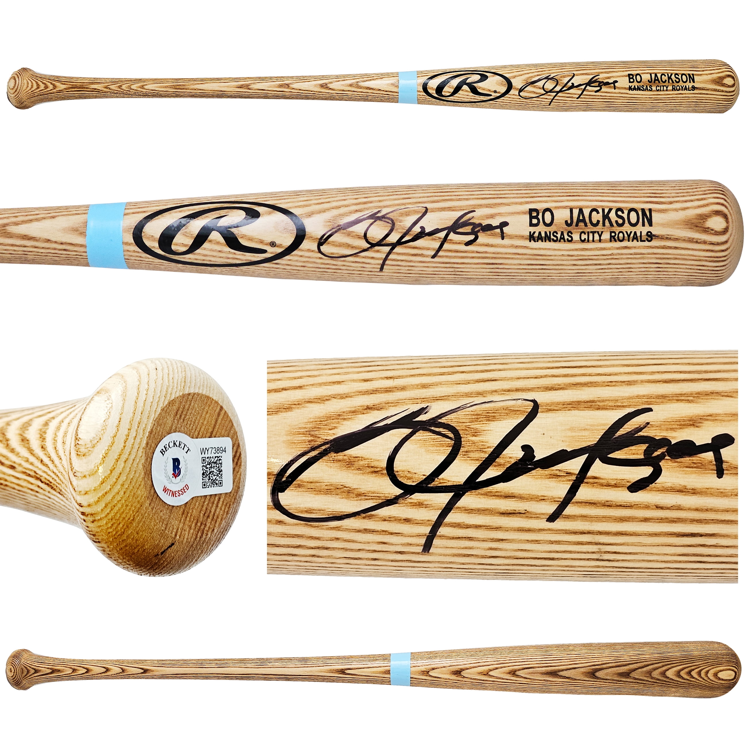 Bo Jackson Autographed Natural Rawlings Player Model Bat Kansas City ...