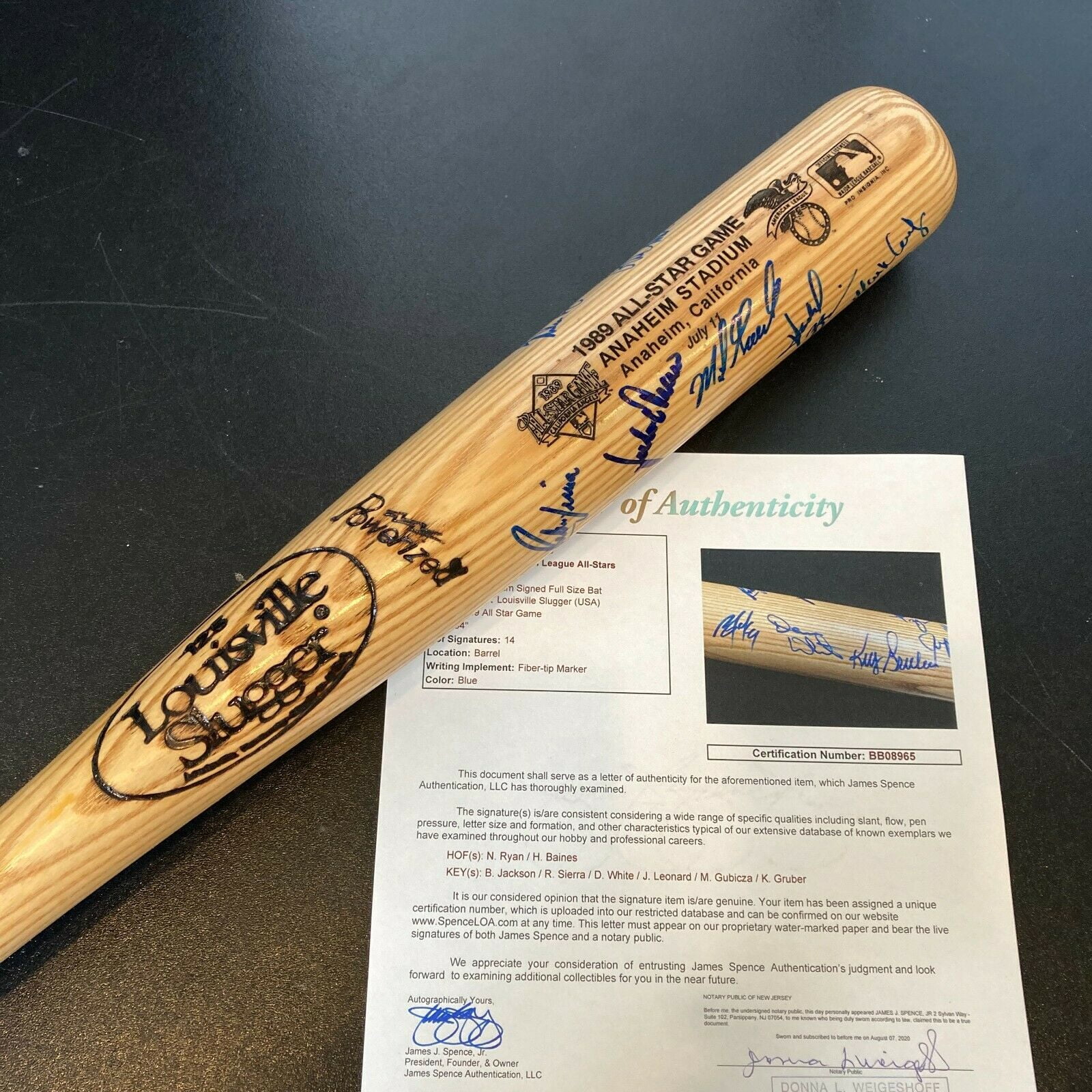 Bo Jackson MVP Nolan Ryan 1989 All Star Game Team Signed Baseball Bat ...