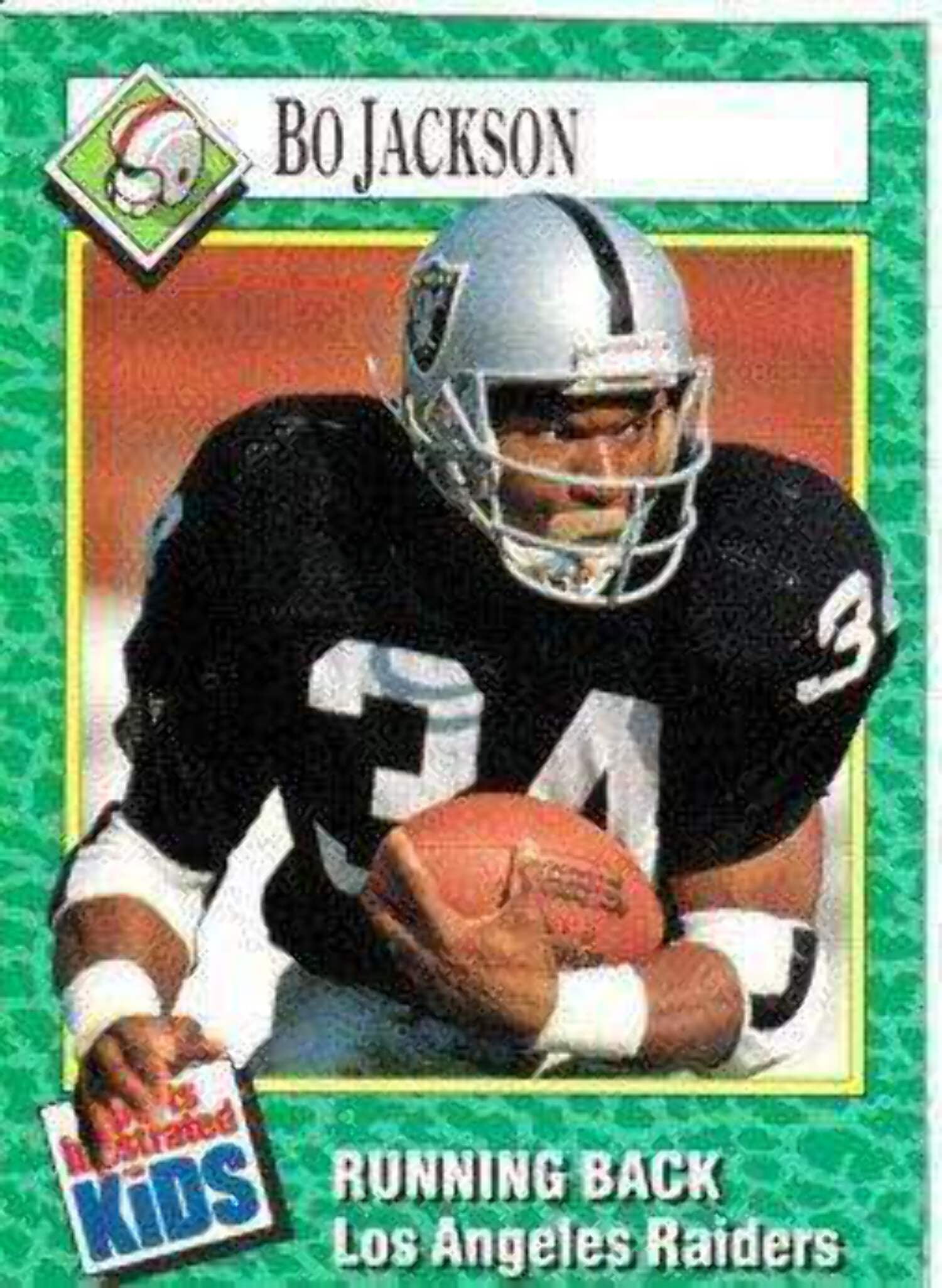 Bo Jackson Raiders 1990 Sports Illustrated for Kids card trimmed ...