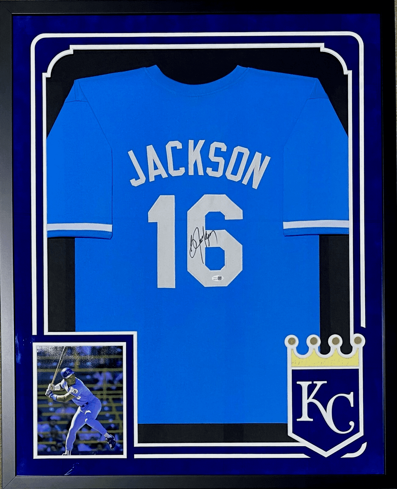 Bo Jackson Signed Autographed Framed Blue Jersey JSA Suede Cut Logo ...