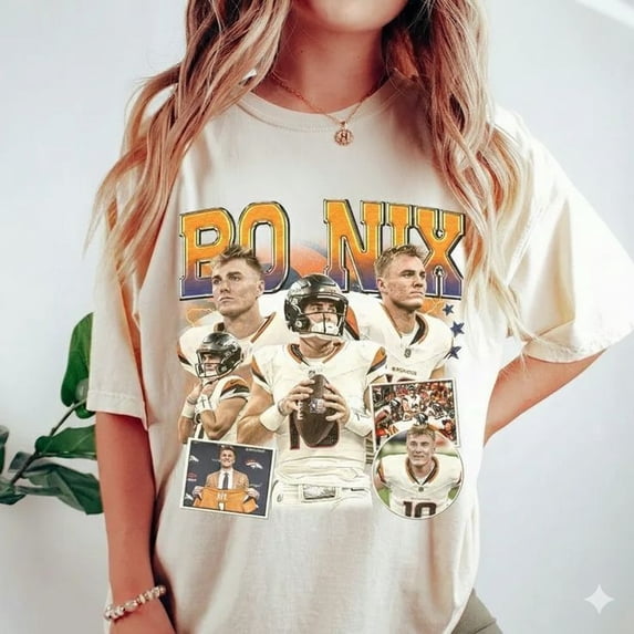 Bo Nix Football Denver Shirt, Broncos Unisex Cotton T-Shirt, Size S-5XL ...
