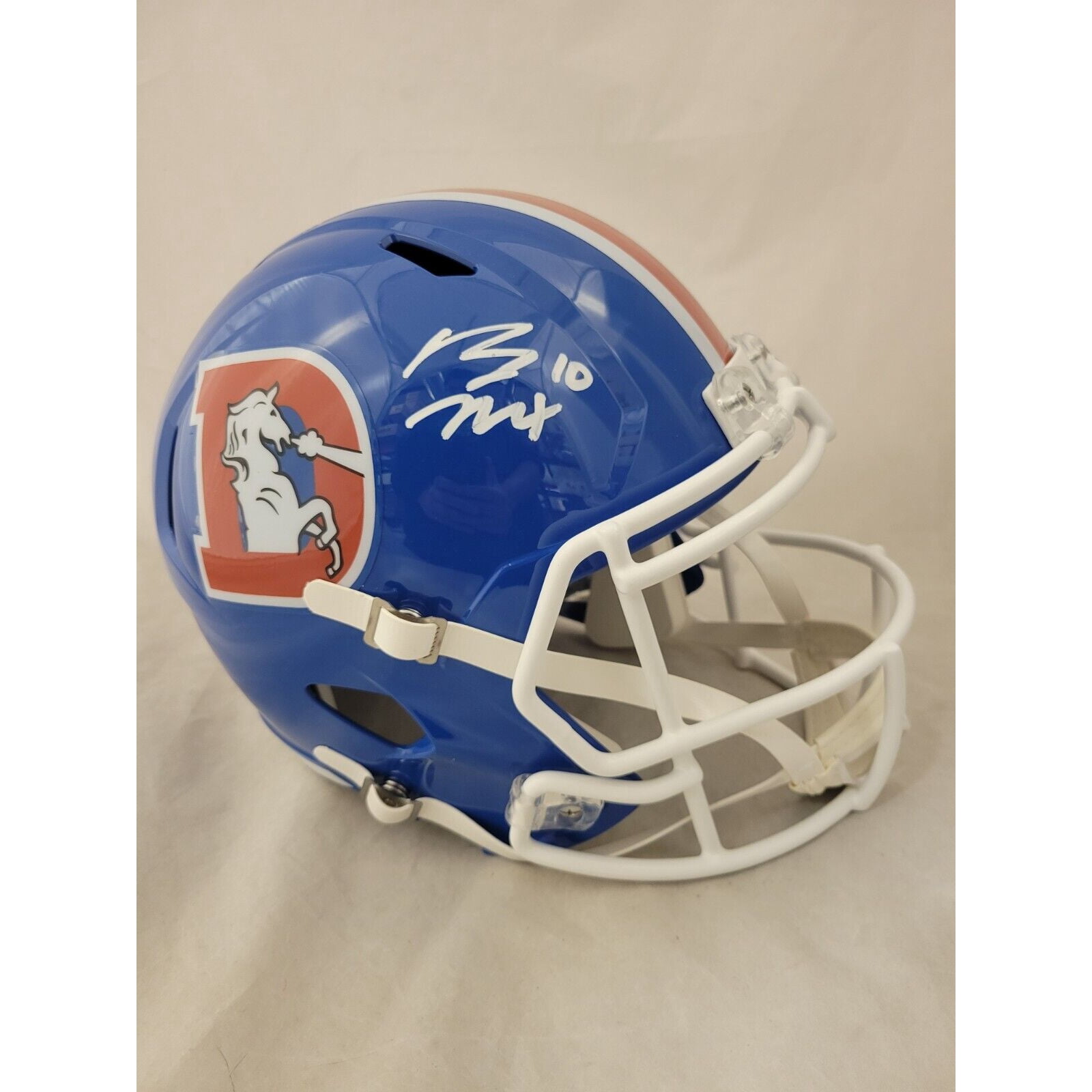 Bo Nix Signed Denver Broncos F/s Throwback Speed Replica Helmet Beckett ...
