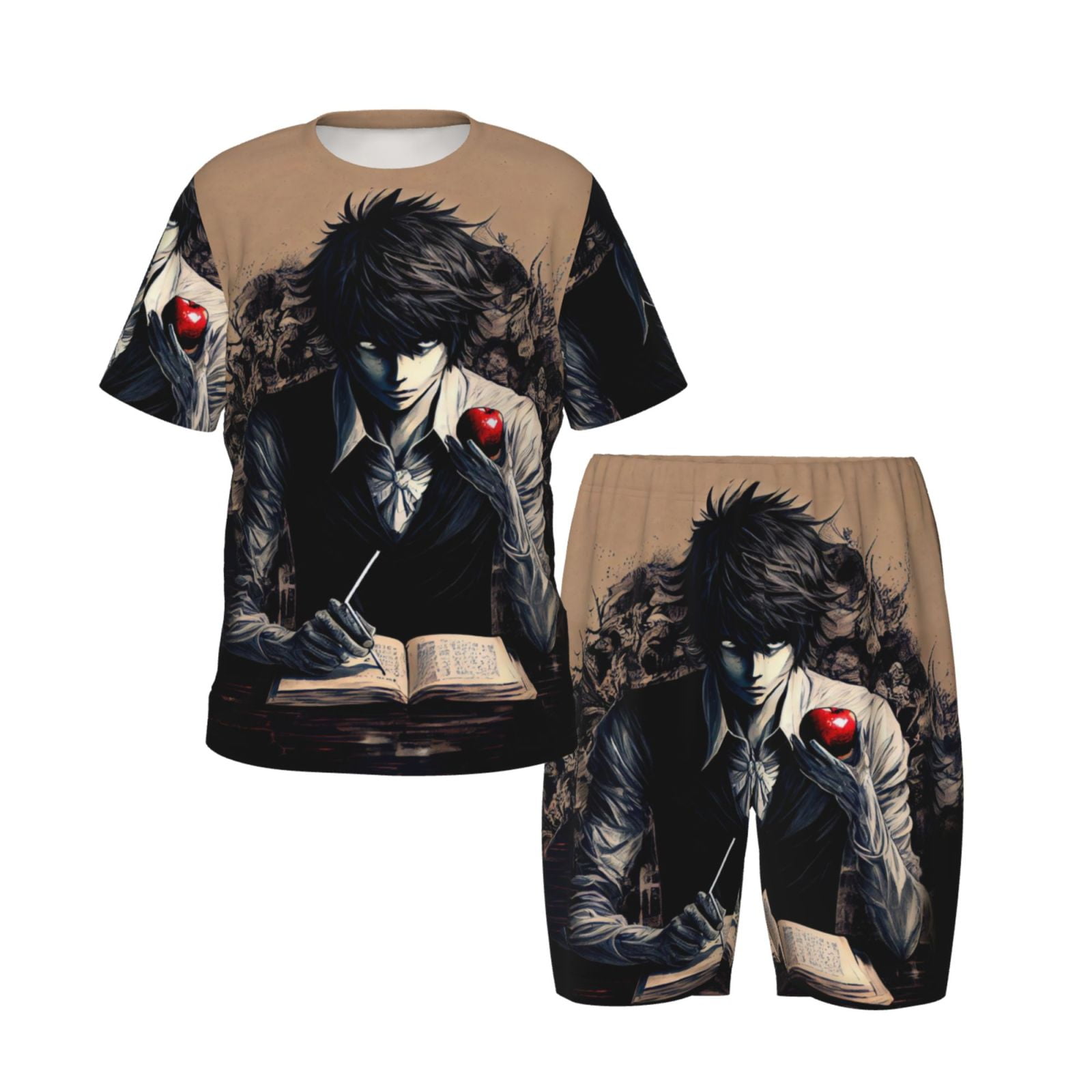 Bo-Ys Gir-Ls Death N0-Te Pajamas Set Cartoon Shirt With Shorts Set Summer Sleepwear For Home ...