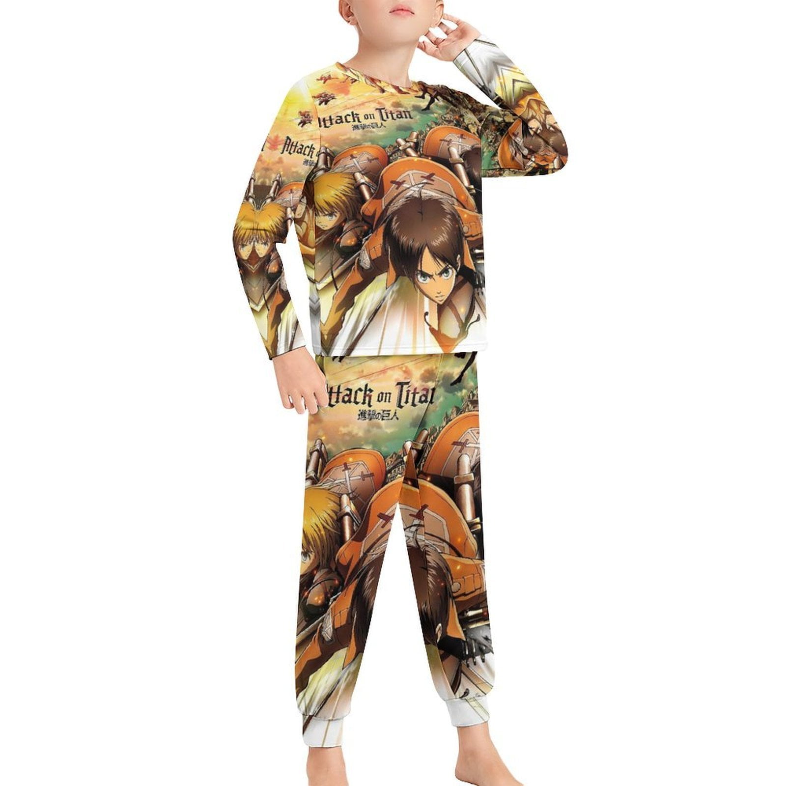 Bo-ys Gir-ls Attack On Titan Costumes Pajamas Set Tee Shirt Pants Set ...