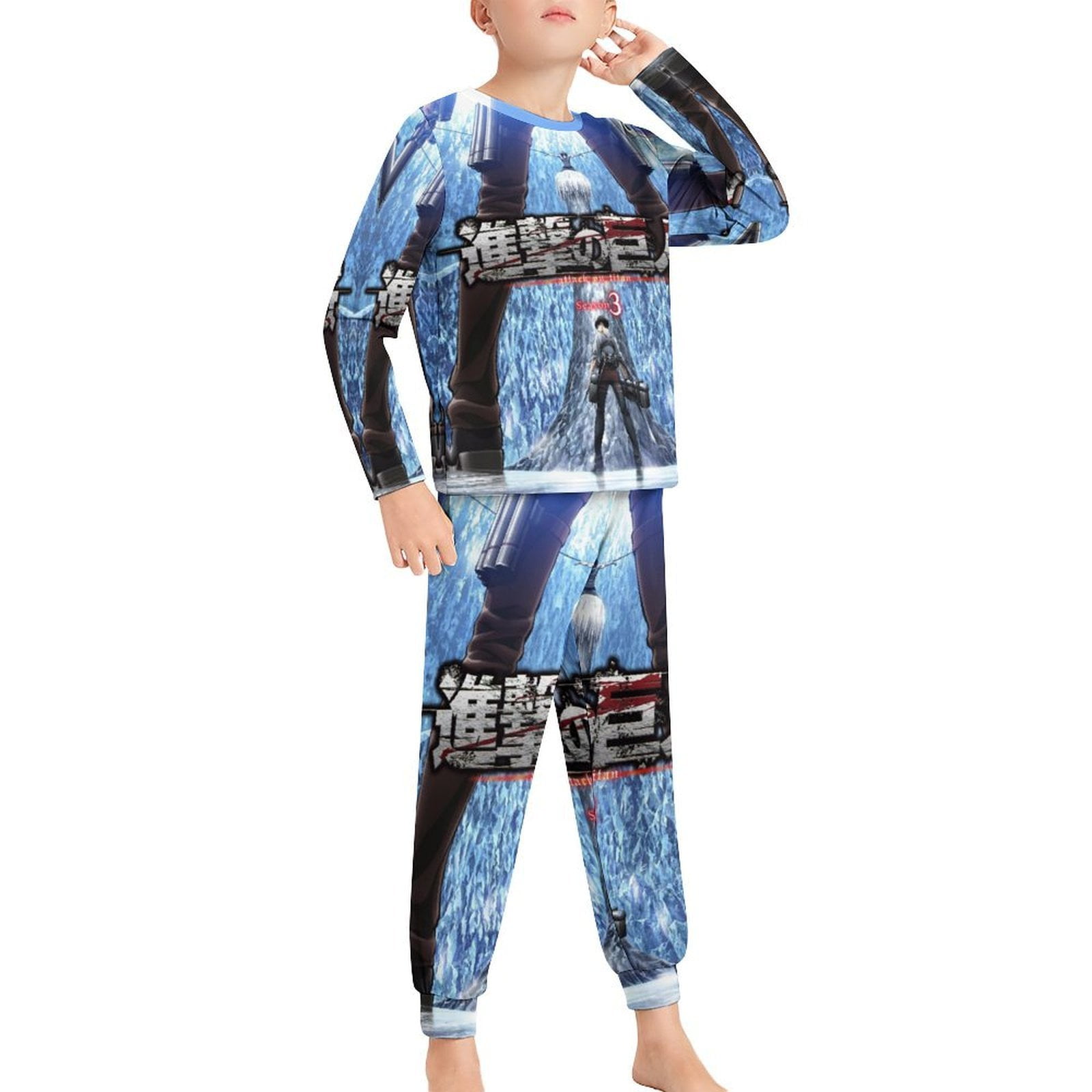 Bo-ys Gir-ls Attack On Titan Costumes Pajamas Set Tee Shirt Pants Set Cartoon Clothes Outfit ...