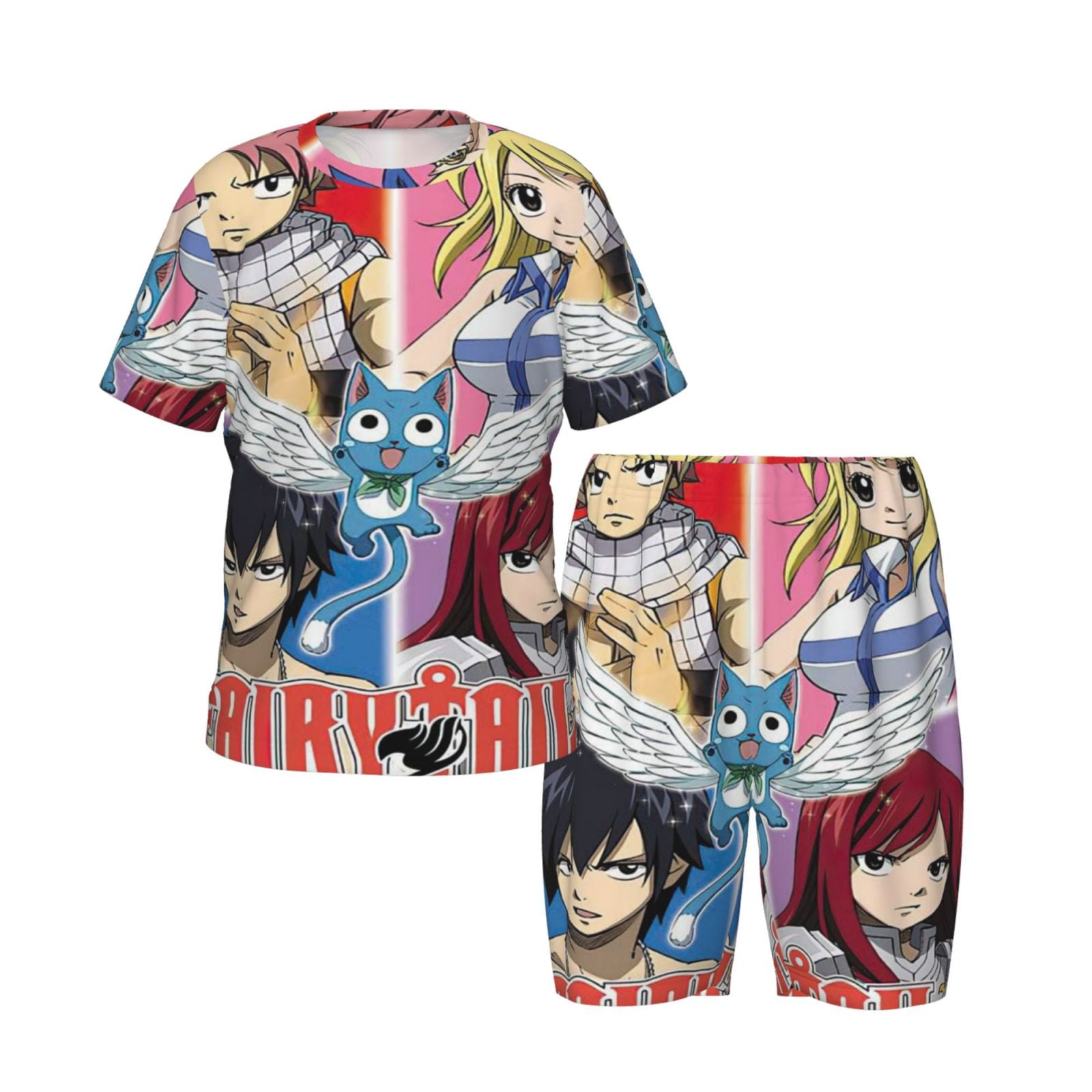 Bo-ys Gir-ls Fairy Tail Pajamas Set Cartoon Shirt With Shorts Set ...