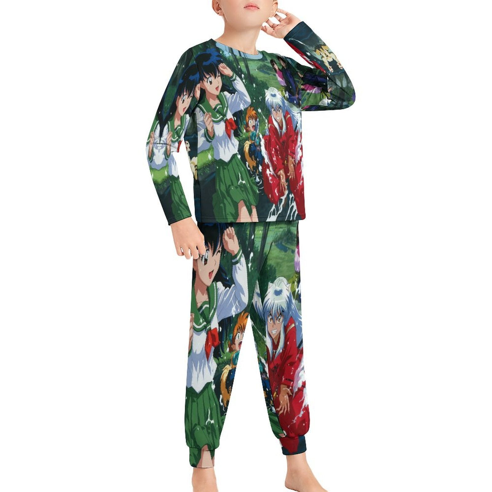 Bo-Ys Gir-Ls Inuyasha The Final Act Pajamas Set Tee Shirt Pants Set Cartoon Clothes Outfit ...