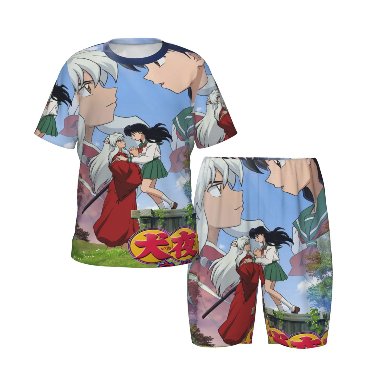 Bo-ys Gir-ls Inuyasha The Final Act Pajamas Set Cartoon Shirt With Shorts Set Summer Sleepwear ...