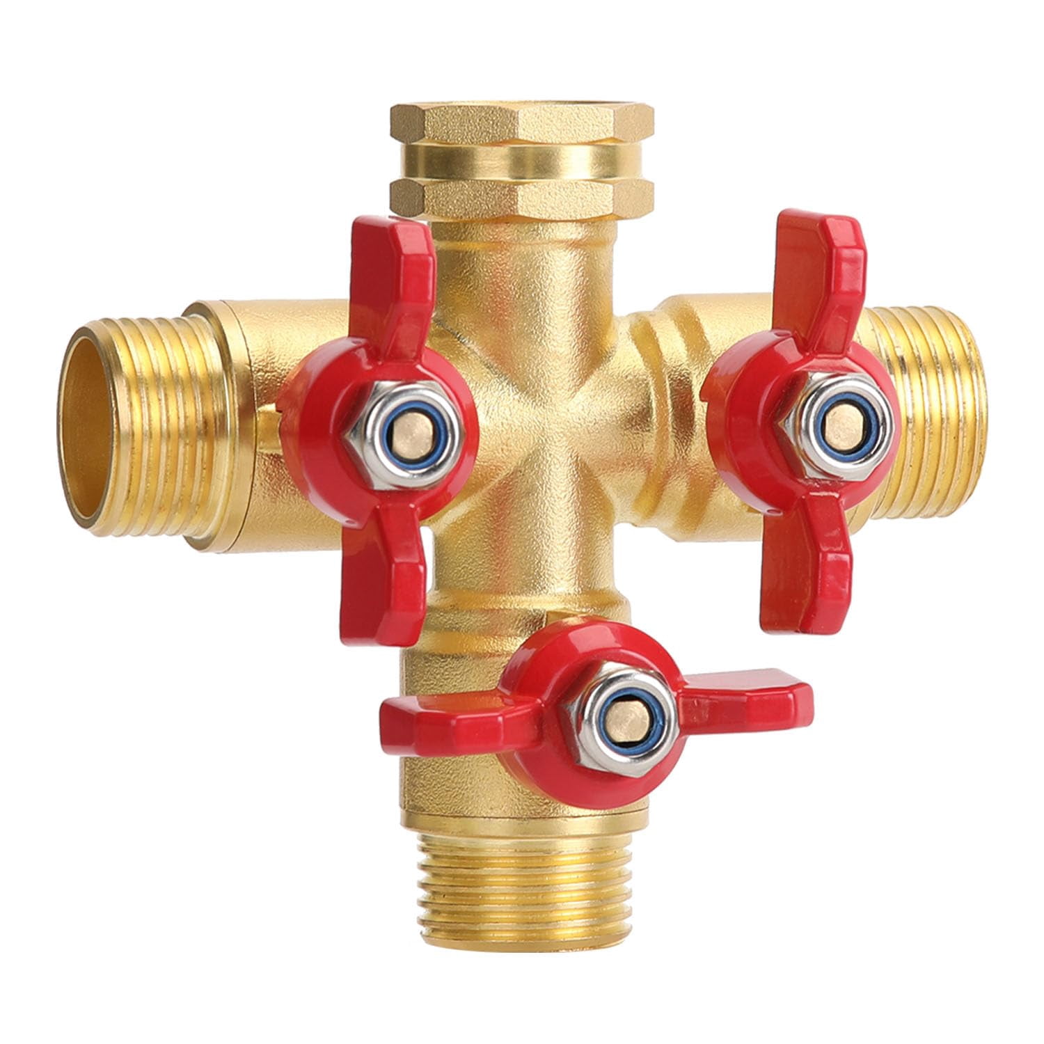 BoArt Brass Garden Hose Splitter 3 Way Heavy Duty, 3-Way Valve Hose ...