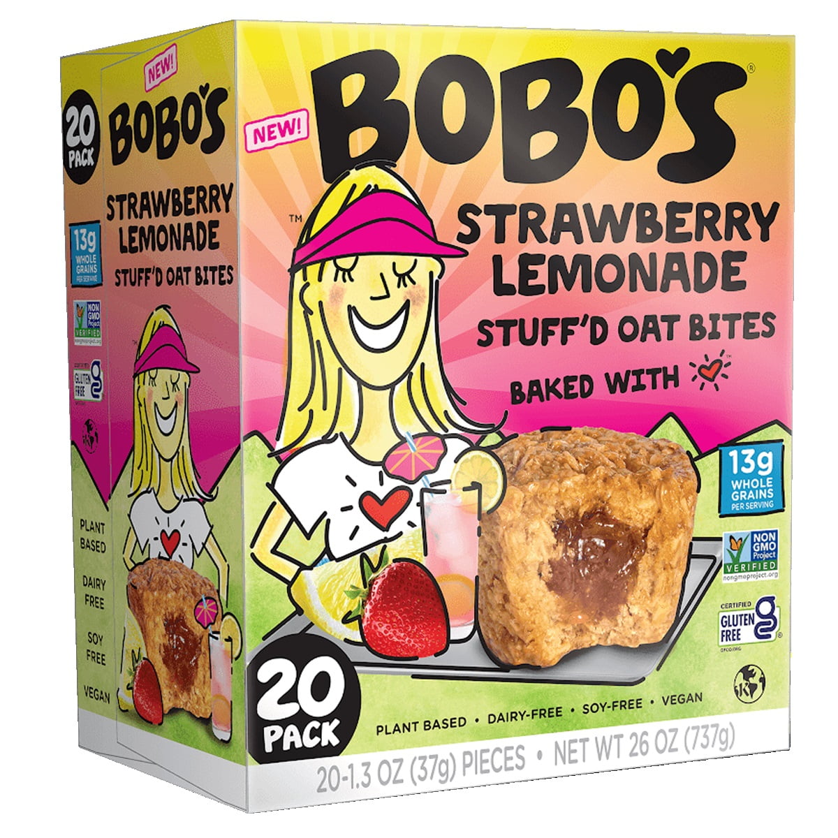 BoBo's Stuff'd Oat Bites, Strawberry Lemonade, 1.3 Ounce (Pack of 20 ...