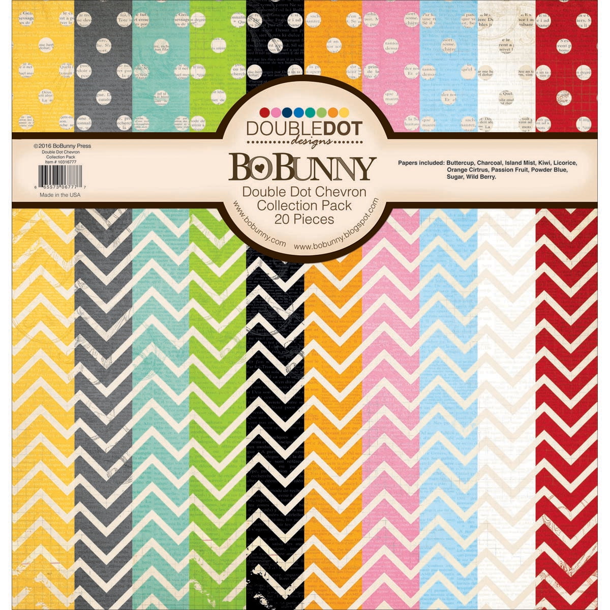BoBunny Double Dot Cardstock Collection Pack 12"X12" 20/Pkg-Chevron, Pk ...