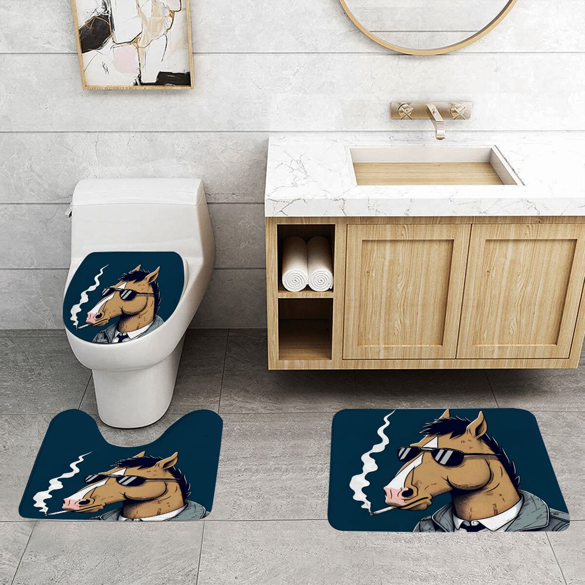 BoJack Horseman floor mat and toilet set is durable, machine washable ...