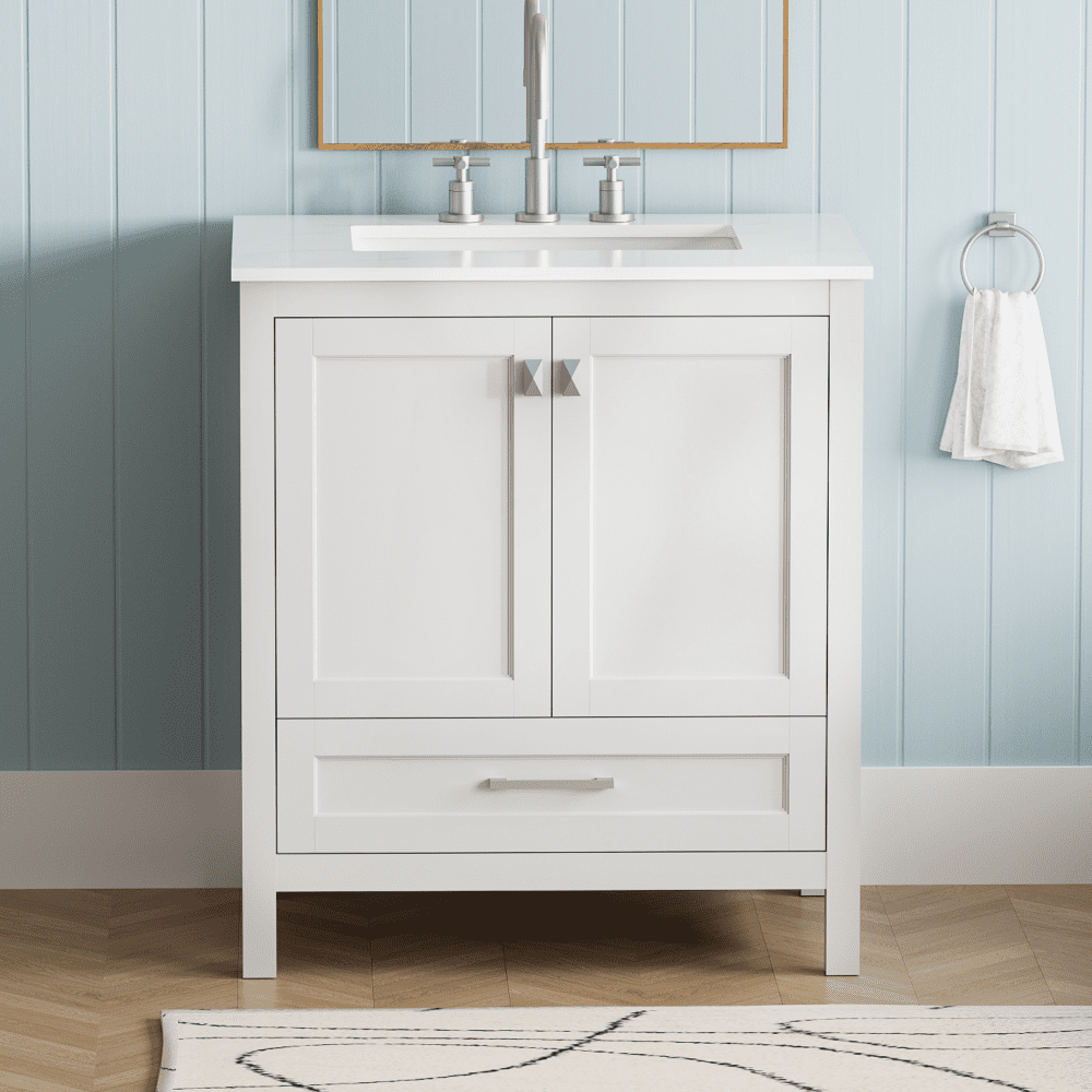 BoLi 30" Freestanding Bathroom Vanity with Sink, Carrara Engineered ...