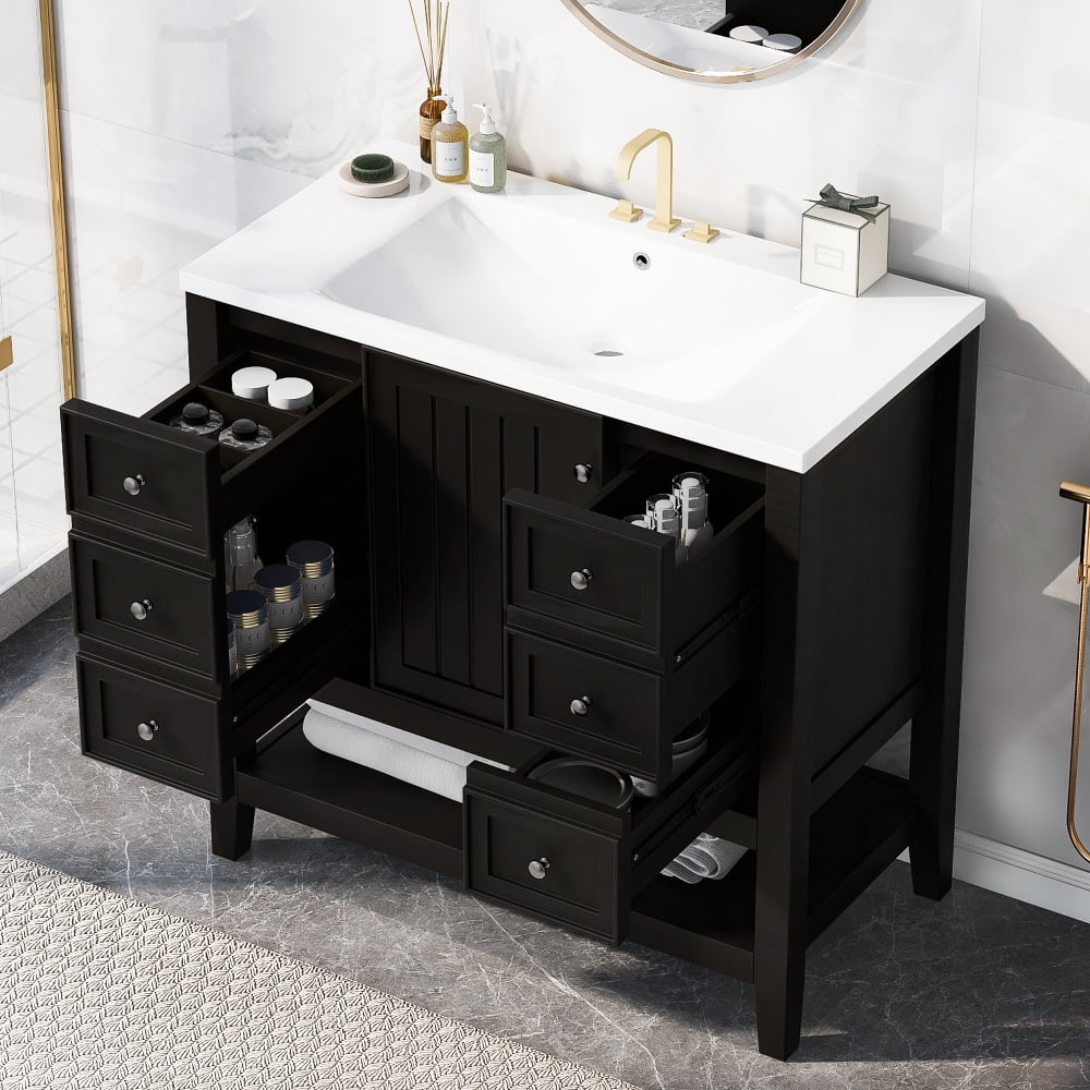 BoLi 36" Bathroom Vanity with Sink Combo, One Cabinet and Three Drawers ...