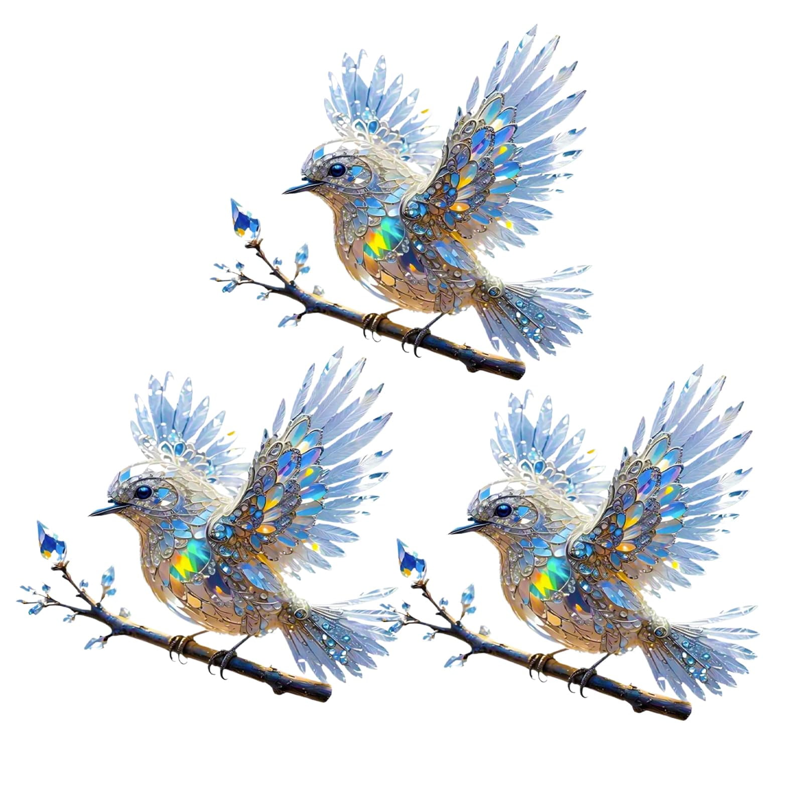 BoLi Crystal Sky Bluebird Stained Art Ornament, Crystal Acrylic Birds ...