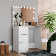 Boahaus Aphrodite Modern Vanity Table, White Finish, for Bedroom ...