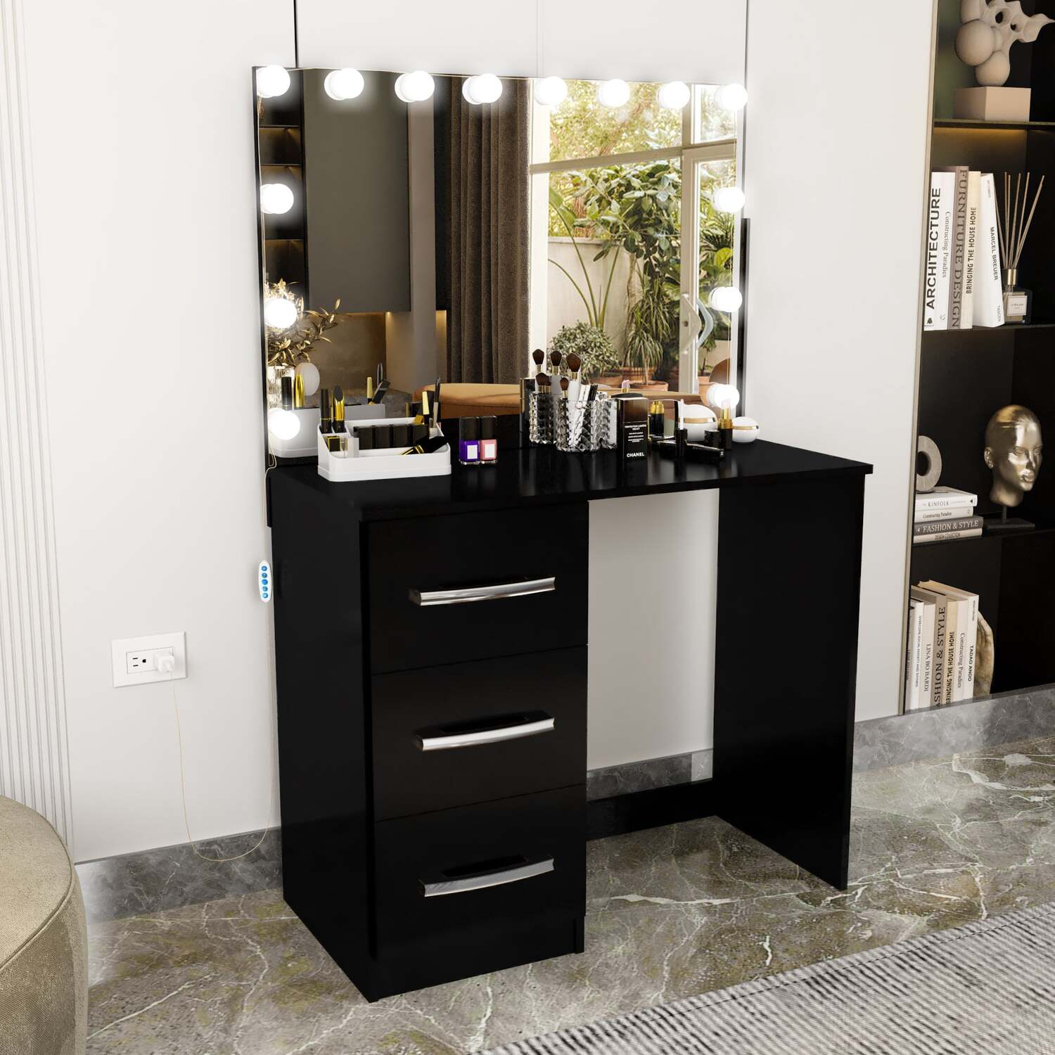 Boahaus Amelia Vanity Desk (Black) - Walmart.com
