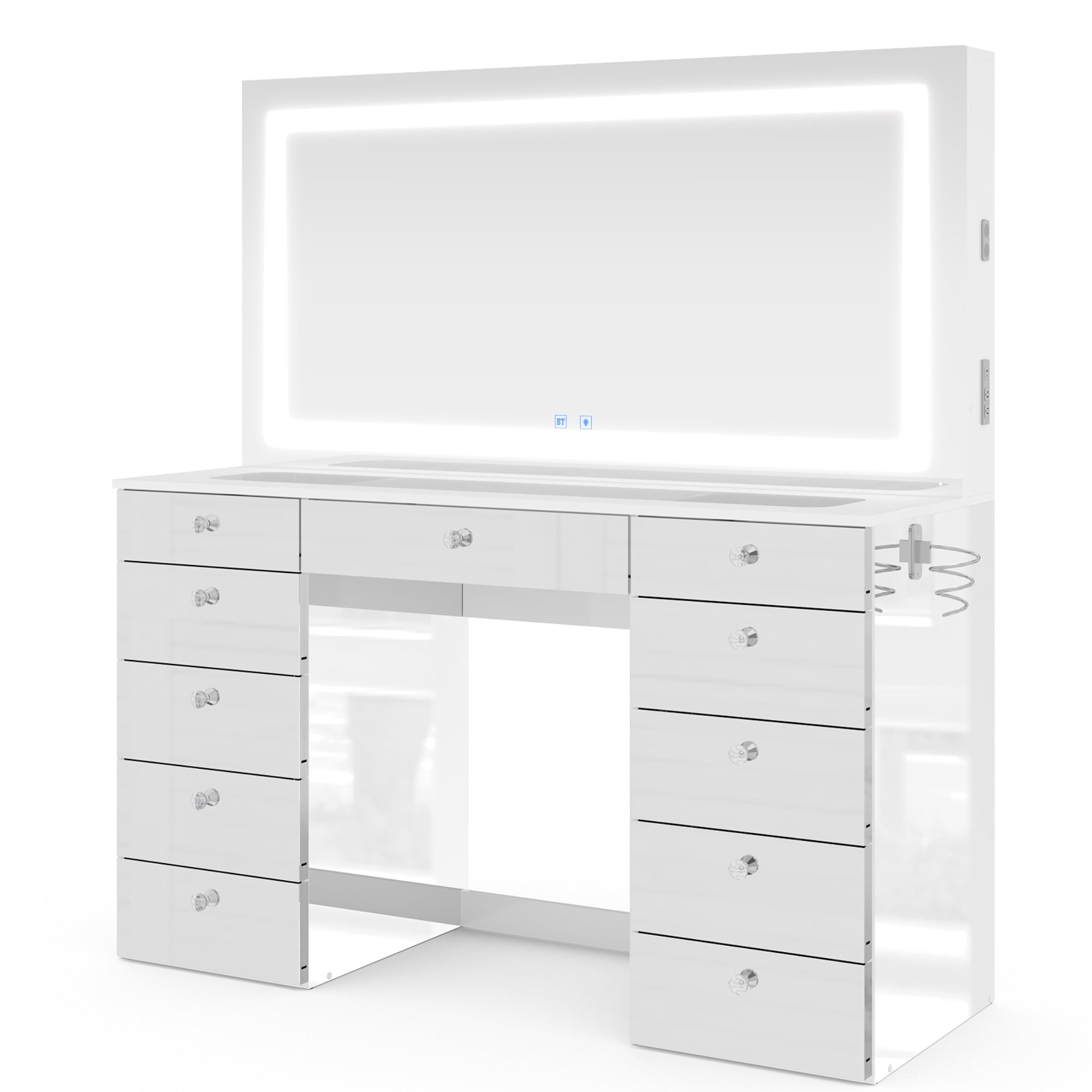 Boahaus Elara Extra Large Vanity Desk with Mirror and Lights – 11 ...