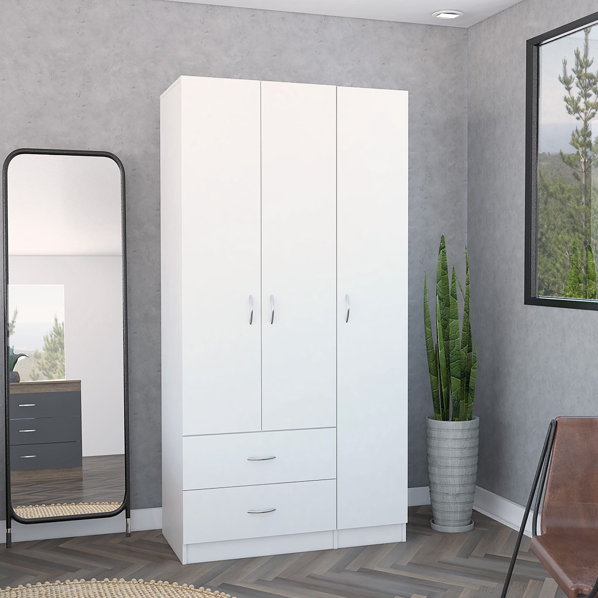 Boahaus Frankfurt Modern Bedroom Wardrobe, Big Tall Armoire with 3 ...