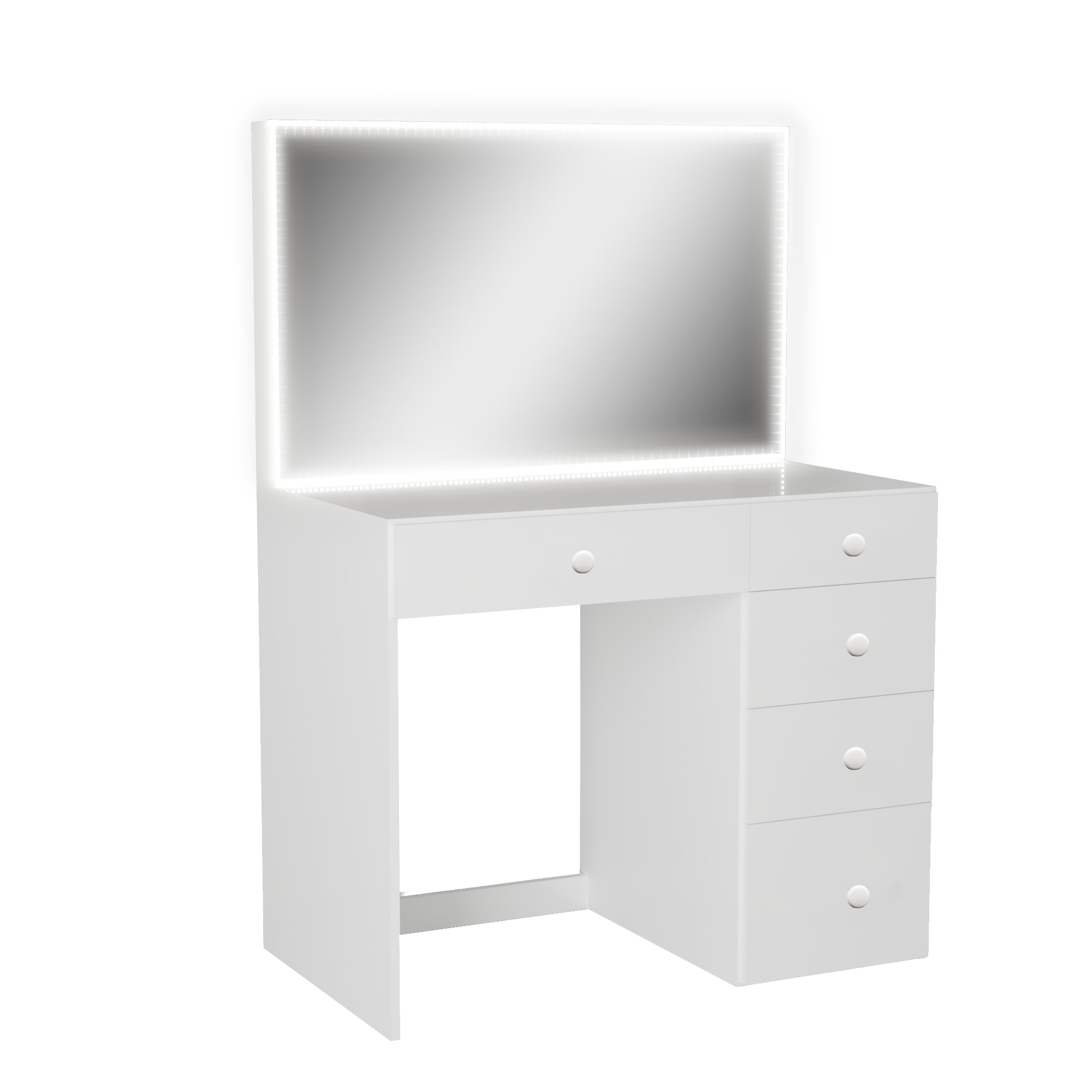 Boahaus Gaia Modern Lighted Vanity Desk Set, White, for Bedroom ...