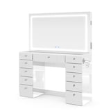 Boahaus Ivy Vanity Set with LED Mirror, Bluetooth Speakers and Extra ...