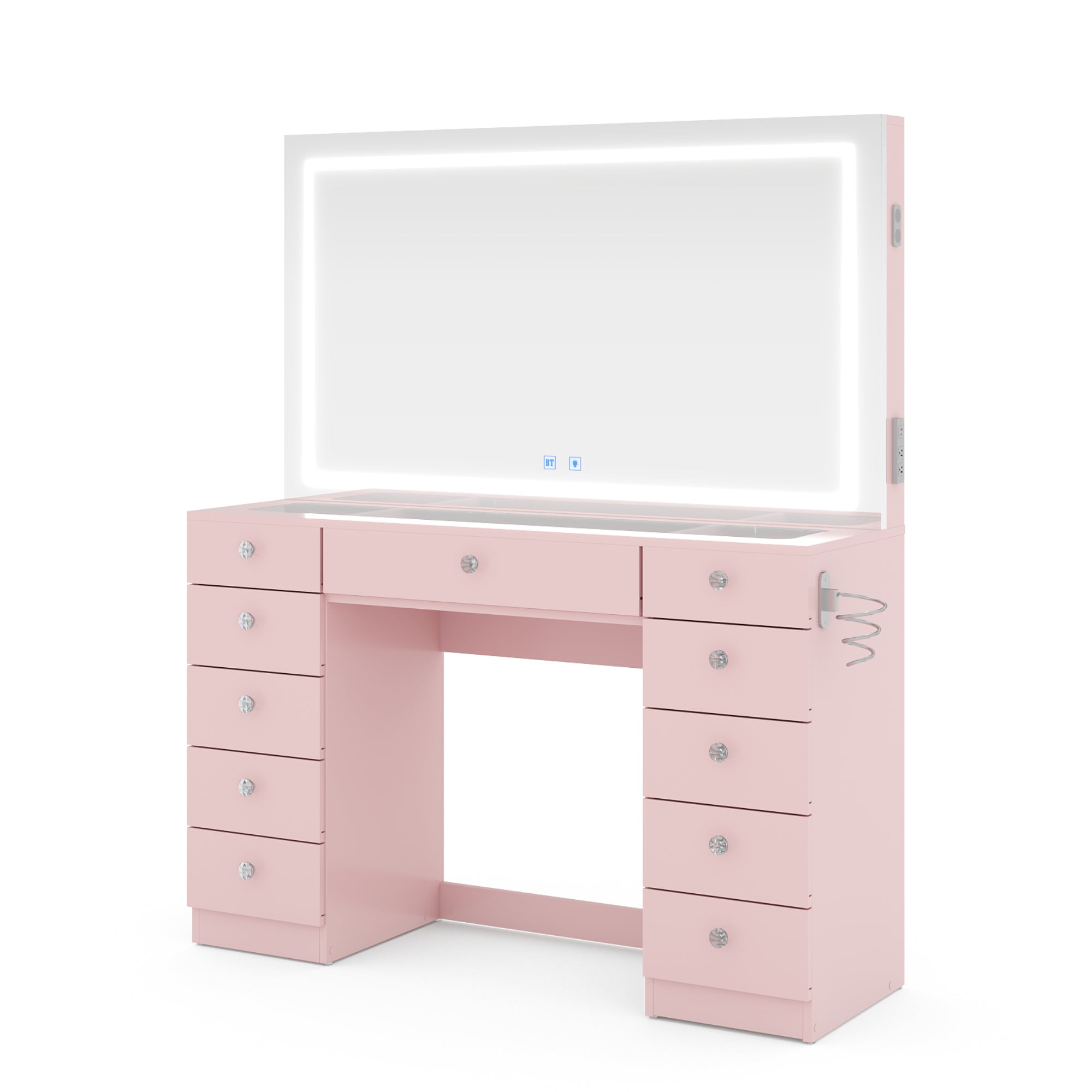 Boahaus Ivy Vanity Set with LED Mirror, Bluetooth Speakers & Extra ...