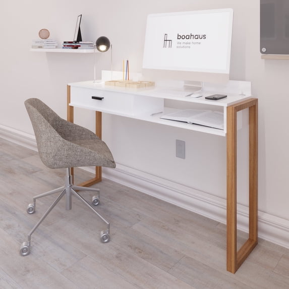 Boahaus Kettlewell Modern Computer Desk with USB Ports and Storage for ...