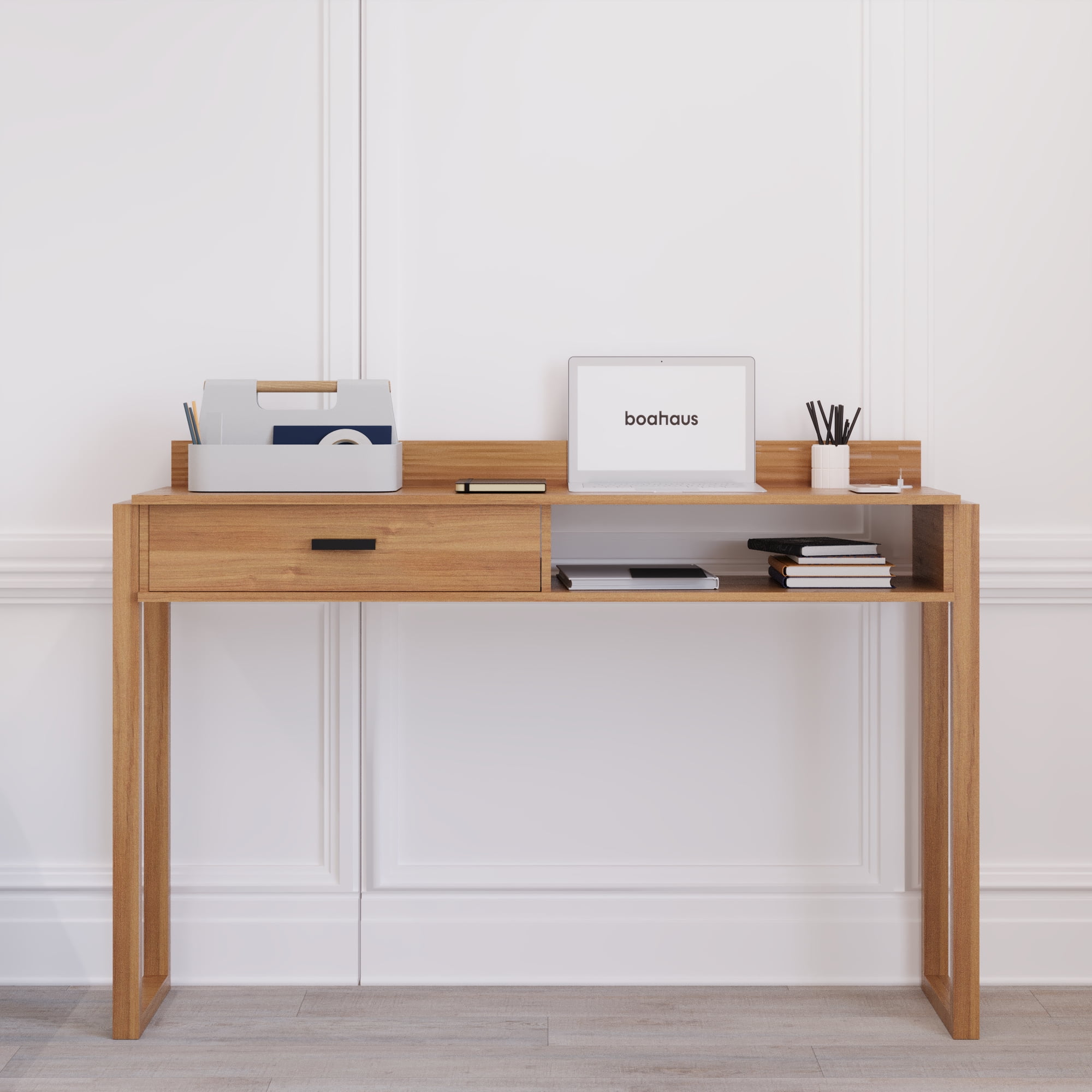 Boahaus Kettlewell Modern Computer Desk with USB Ports and Storage for ...