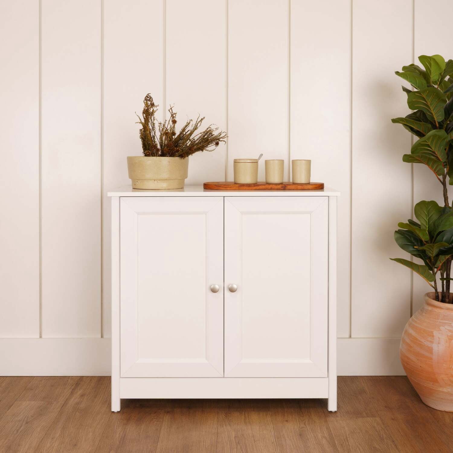 Boahaus Lagery Sideboard Storage Cabinet, White Accent Cabinet with Two ...