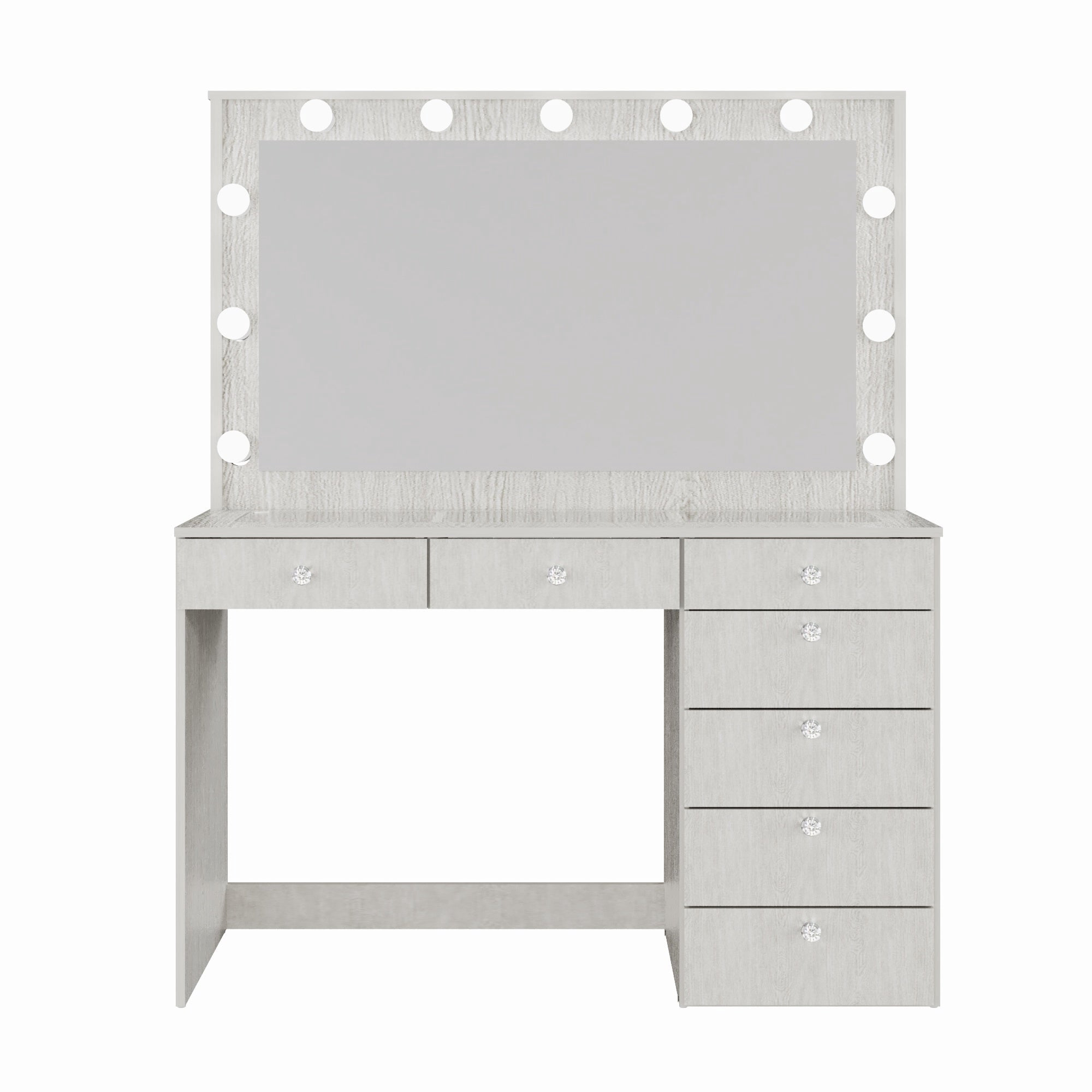 Boahaus Luna Vanity Desk with Mirror and Lights – 7 Drawer Makeup ...