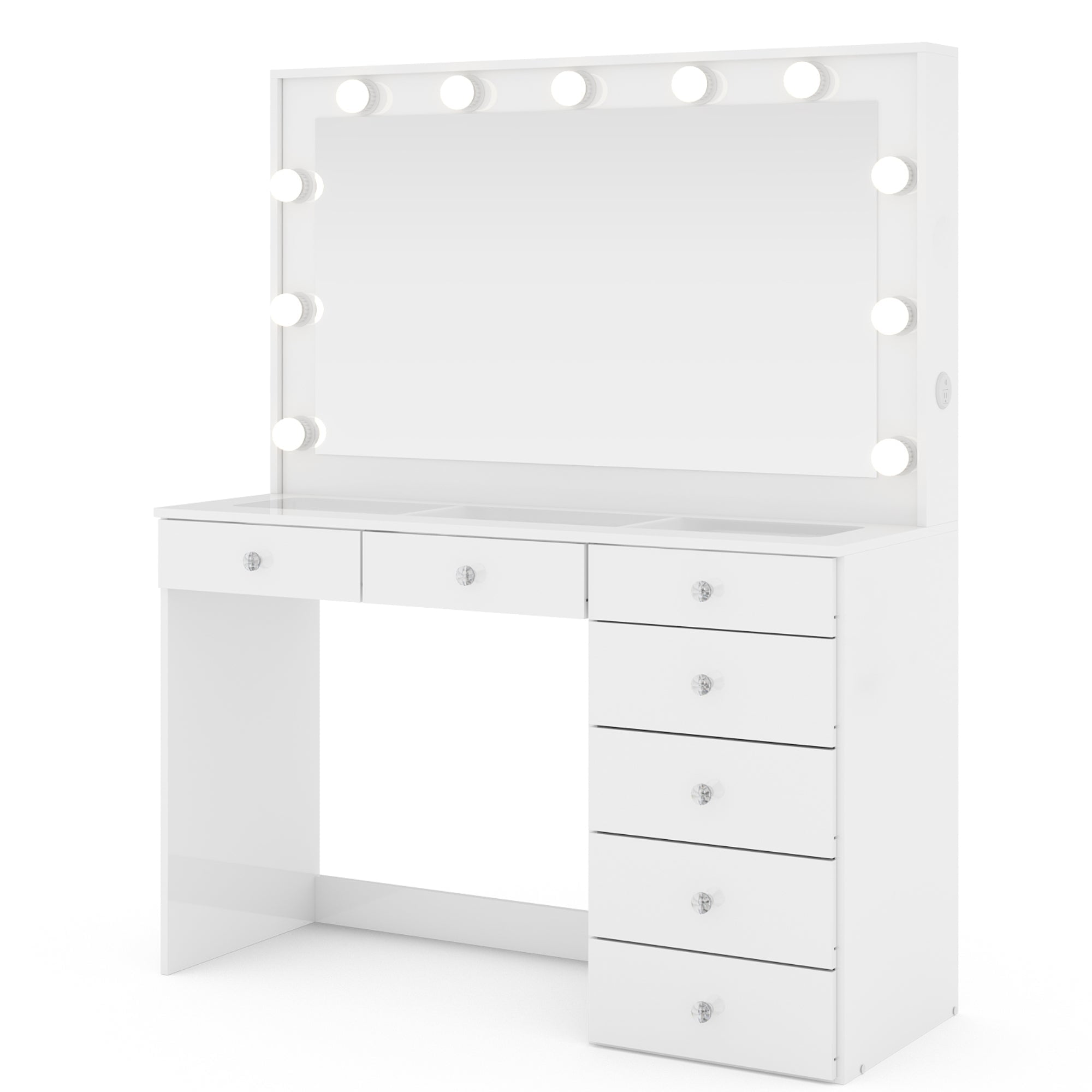 Boahaus Luna Vanity Desk with Mirror Lights and 7 Drawers - Makeup ...