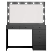 Ember Interiors Dressing Table with Mirror, Built-in Lights, 7 Drawers ...