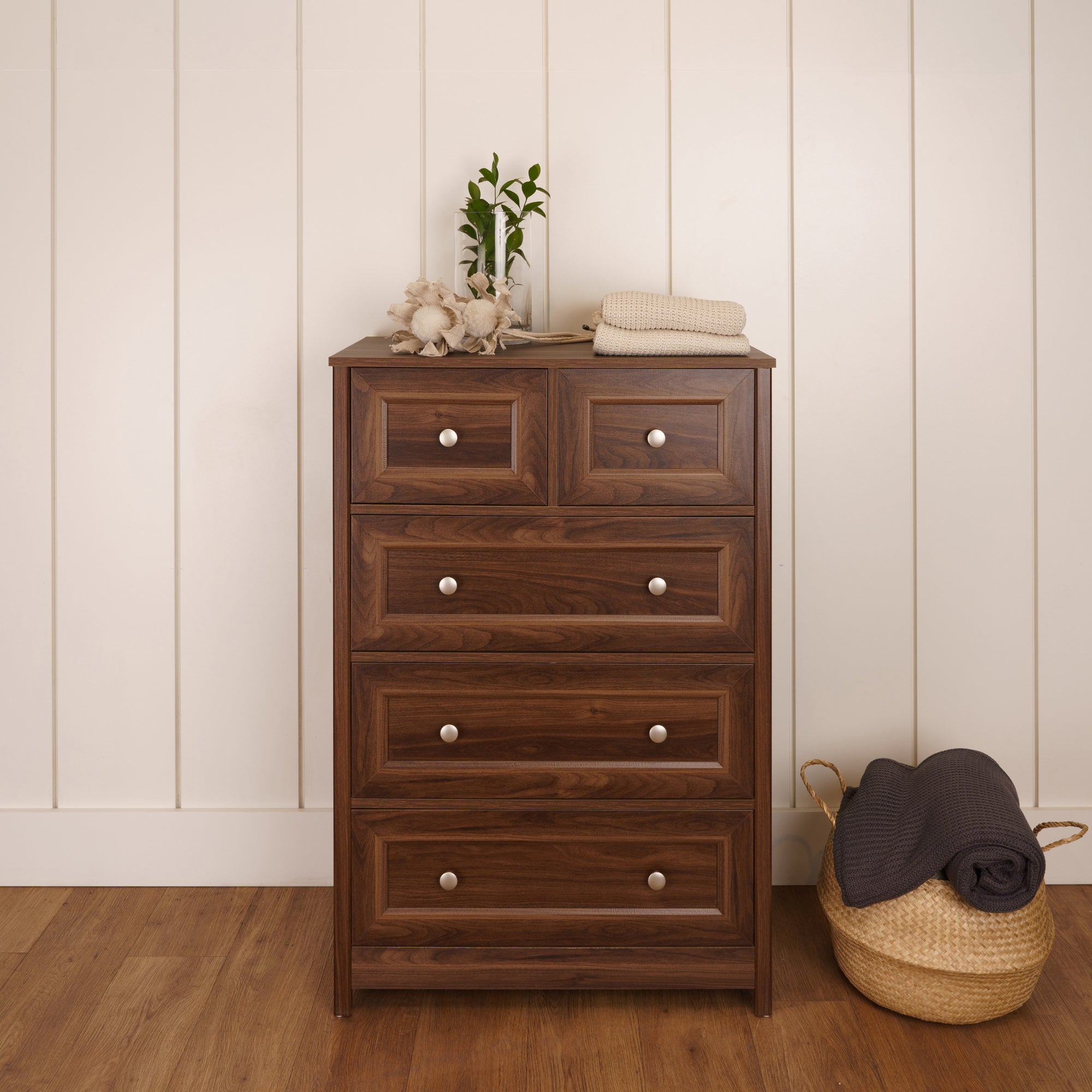 Boahaus Modern Trudy Wood Dresser with 5 Drawers, Versatile Storage ...