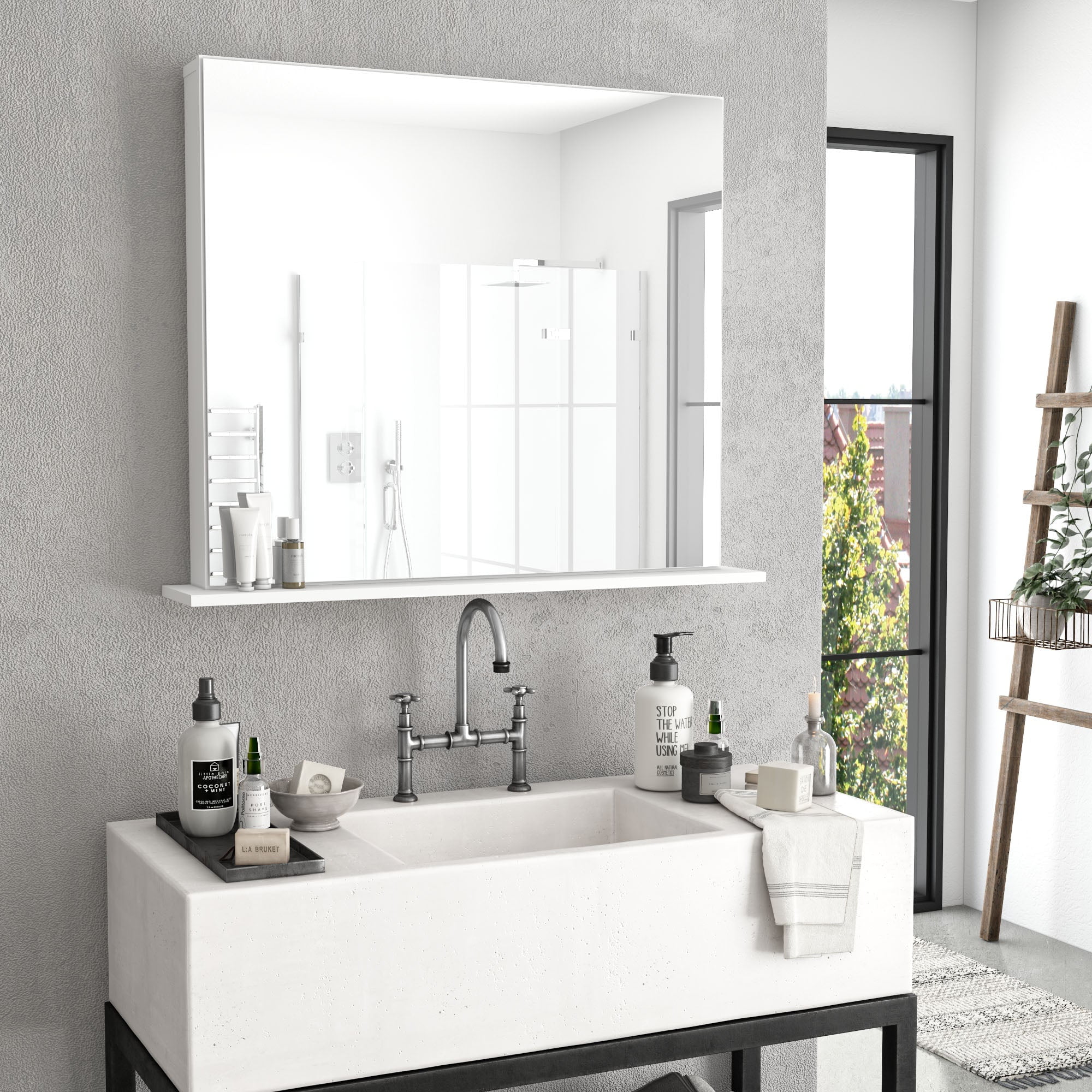Boahaus Ordu Modern Bath Wide Mirror, Manufactured Wood - Walmart.com