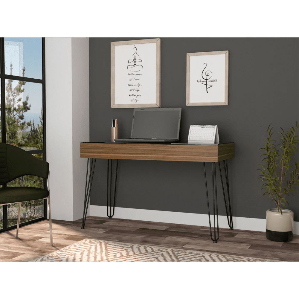 Boahaus Shantou Desk, One Drawer, for Adults, Mahogany - Walmart.com