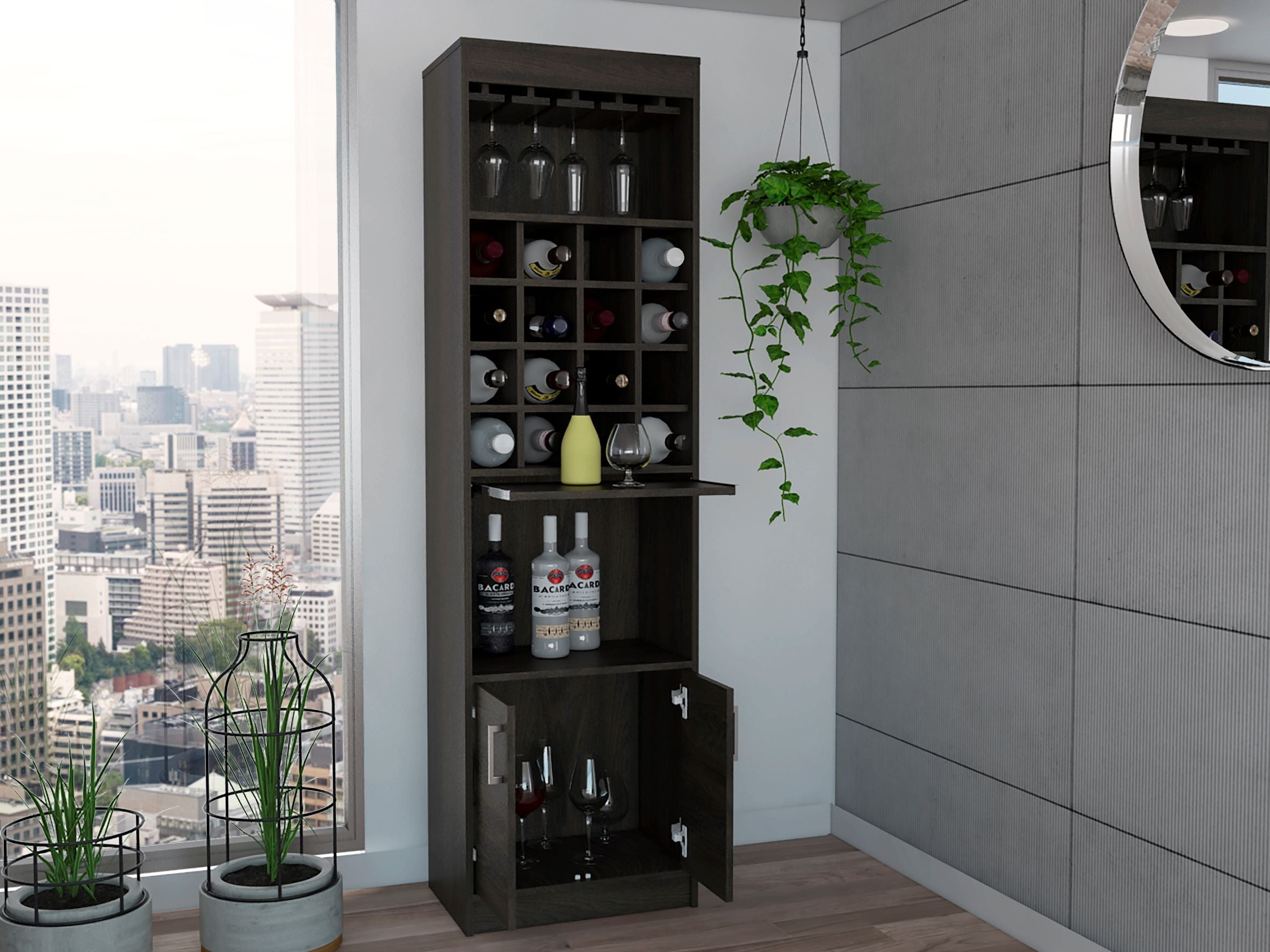 Boahaus Wells Bar Cabinet, Carbon Espresso - Walmart.com