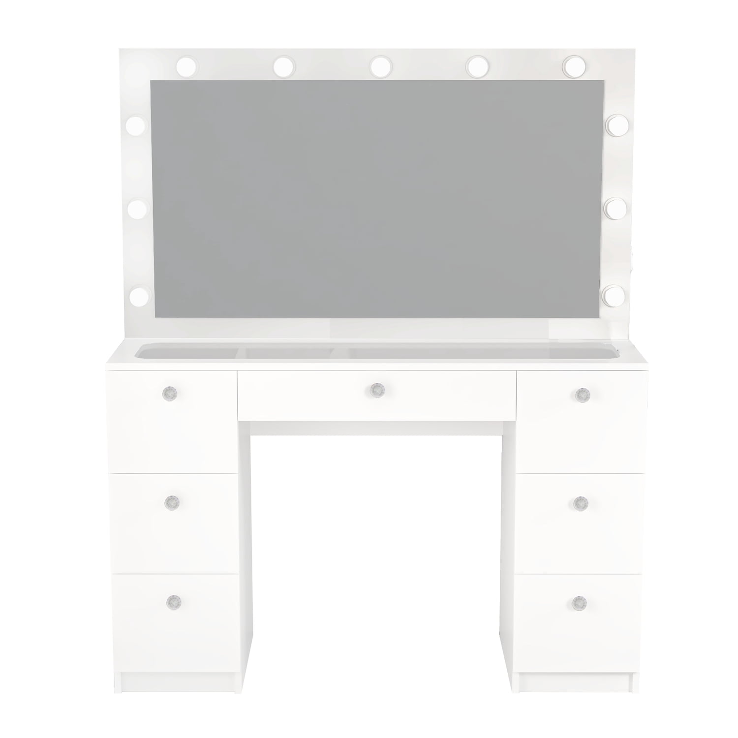 Boahaus Yara Bedroom Makeup Vanity Desk with Mirror and Lights, 7 ...