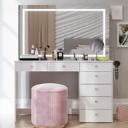 Ember Interiors Peggy Lighted Vanity Desk – GRWM Vanity with USB Ports ...