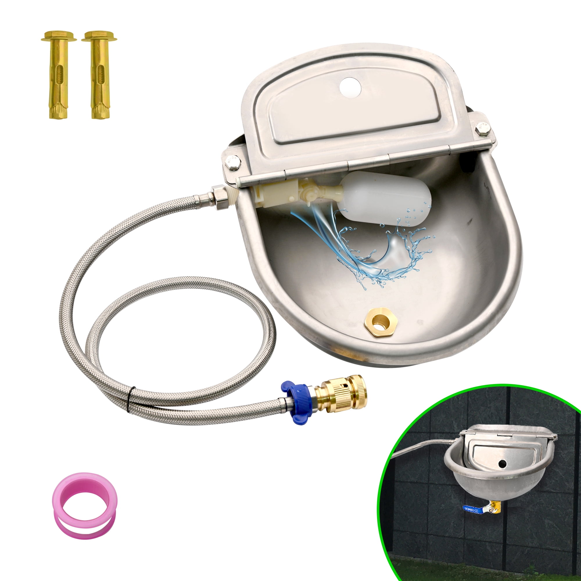 Boajf Automatic Dog Water Dispenser with Float Valve, Automatic Water ...