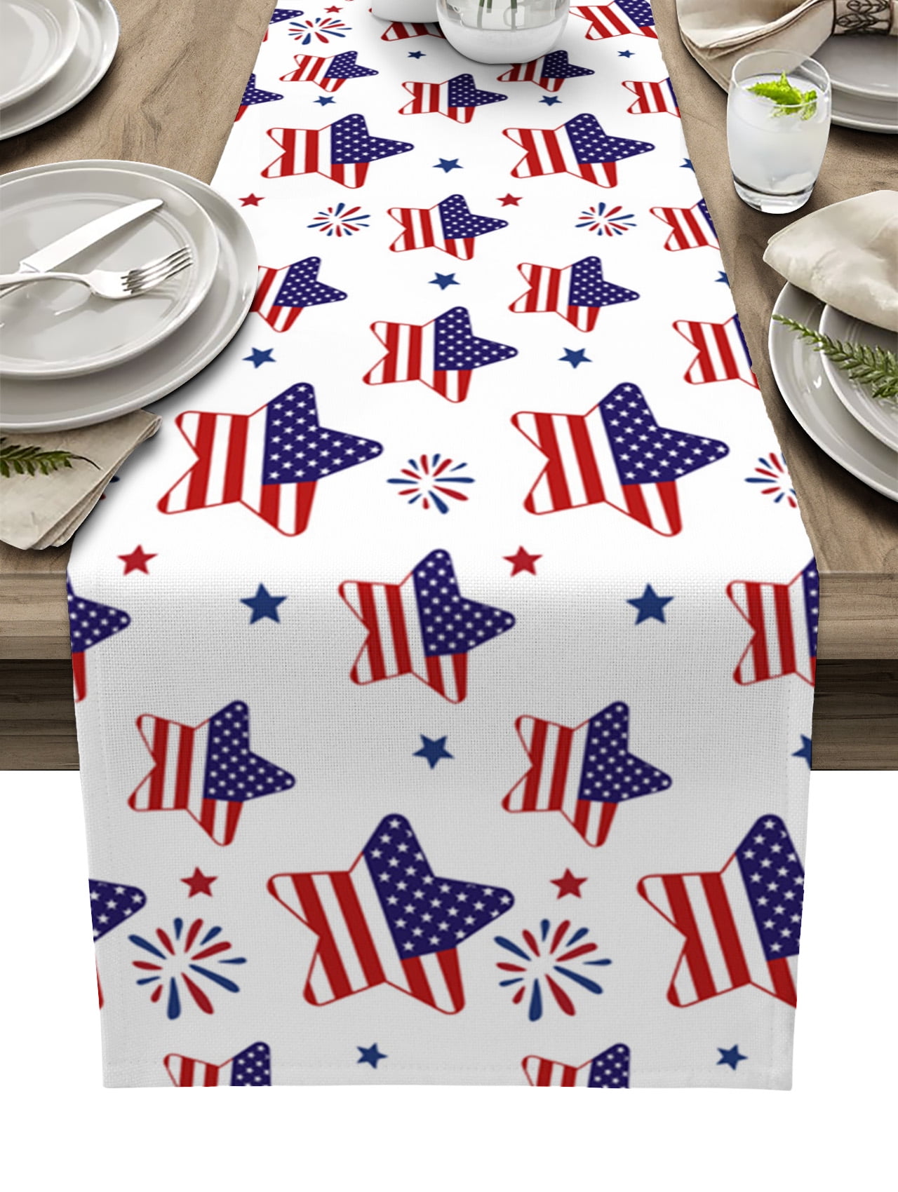 Boanket 4th of July Table Runner - 108 Inch Long, Kitchen Dining Table ...