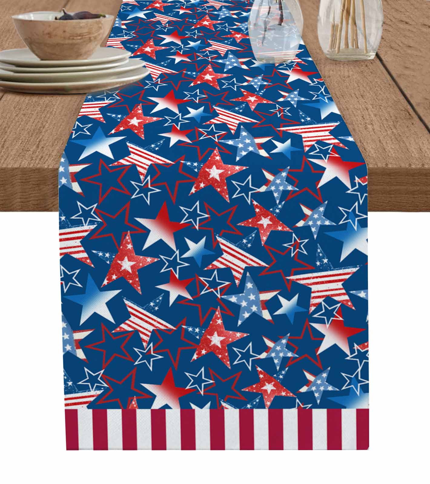 Boanket 4th of July Table Runner - 72 Inch Long, Kitchen Dining Table ...