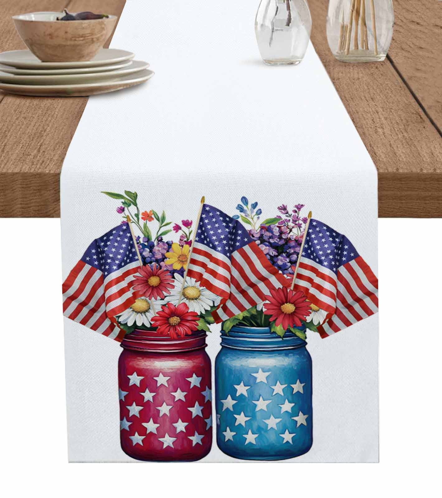 Boanket 4th of July Table Runner - 90 Inch Long, Kitchen Dining Table ...