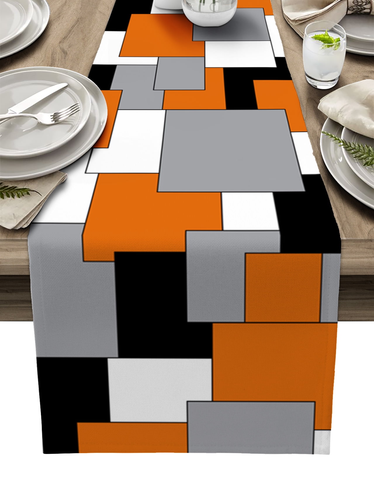 Boanket Abstract Geometric Art Table Runner - 36 Inch Long, Kitchen ...