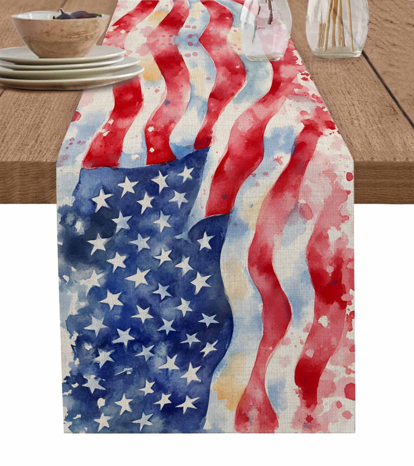 Boanket American Flag Table Runner - 108 Inch Long, Kitchen Dining ...